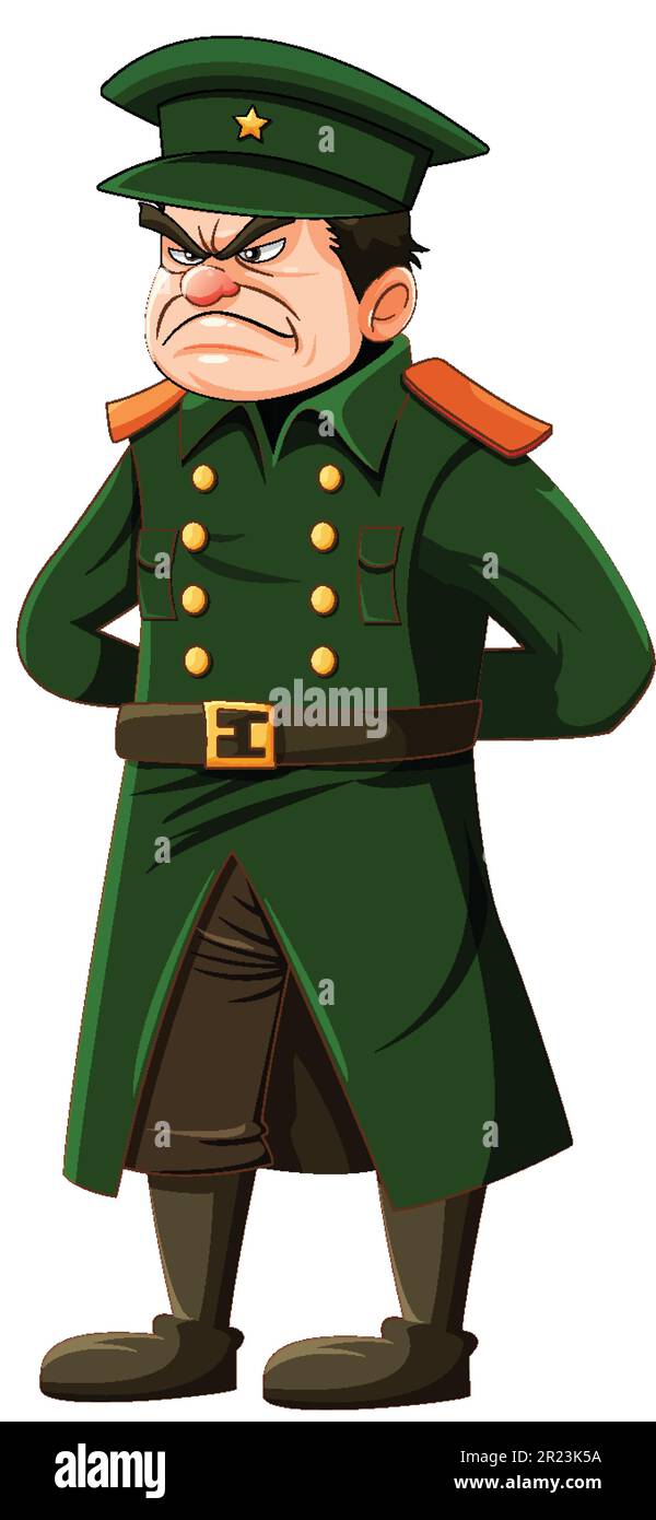 Grumpy army officer cartoon character illustration Stock Vector Image ...