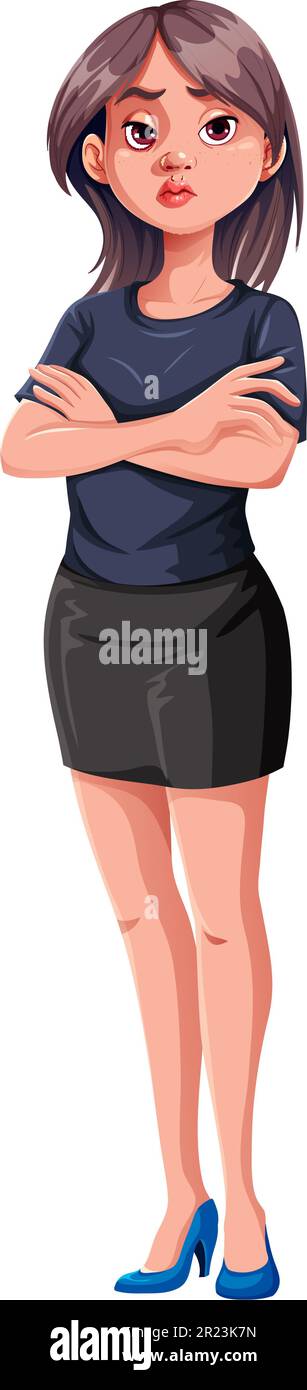 A Woman Standing and Crossed Arms illustration Stock Vector Image & Art ...