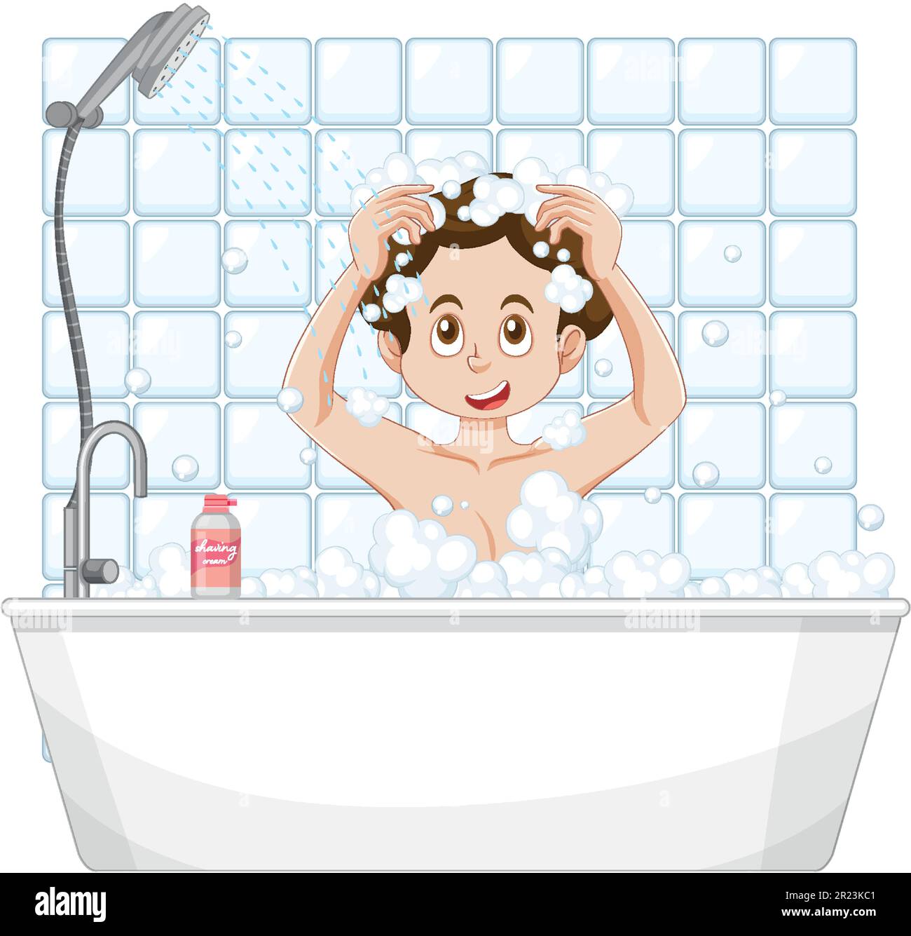 Woman taking bath drawing clipart Cut Out Stock Images & Pictures - Alamy