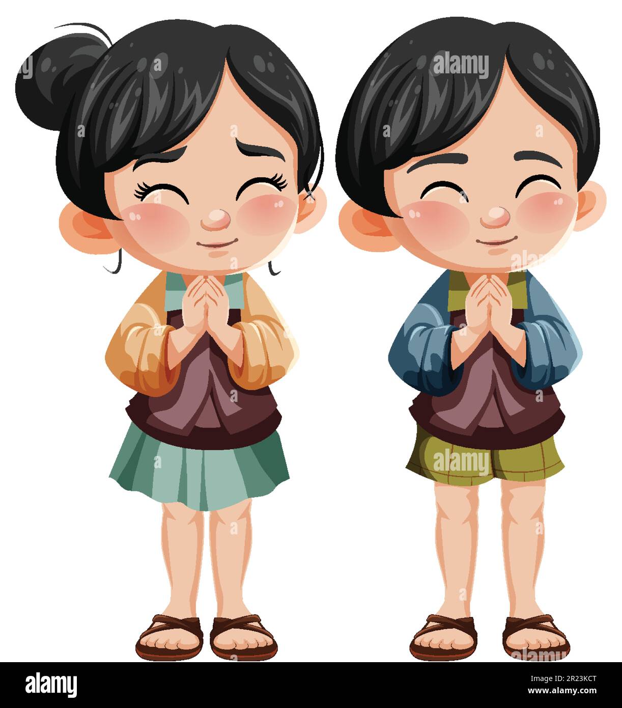 Cute cartoon character praying illustration Stock Vector Image & Art ...