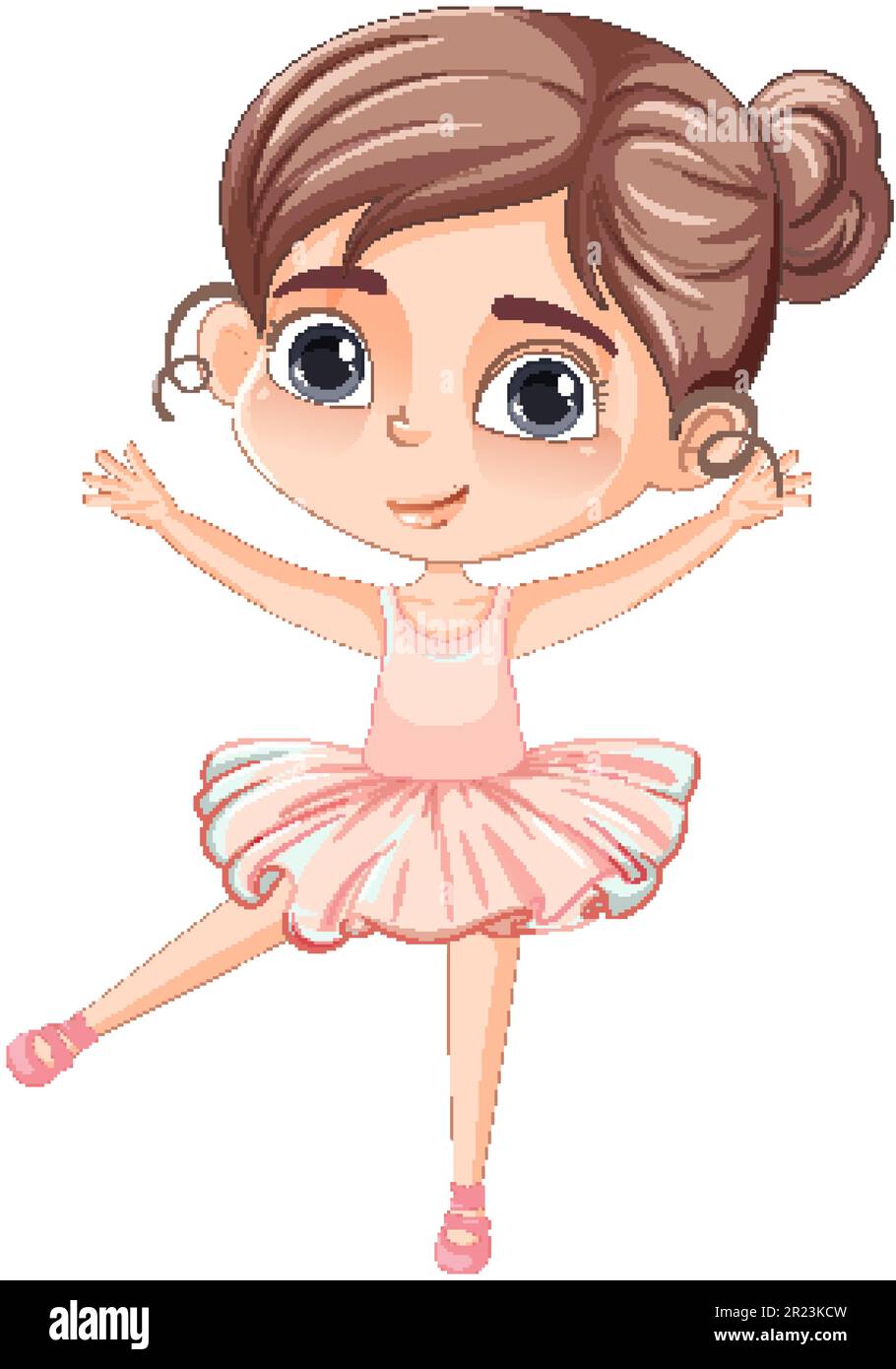 Cute girl cartoon character with pink ballet outfit illustration Stock ...