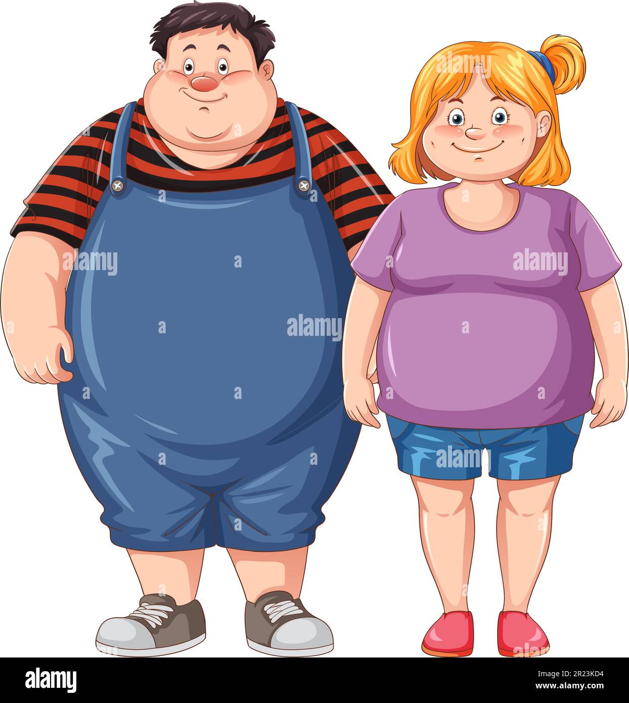 Overweight couple cartoon character illustration Stock Vector Image ...