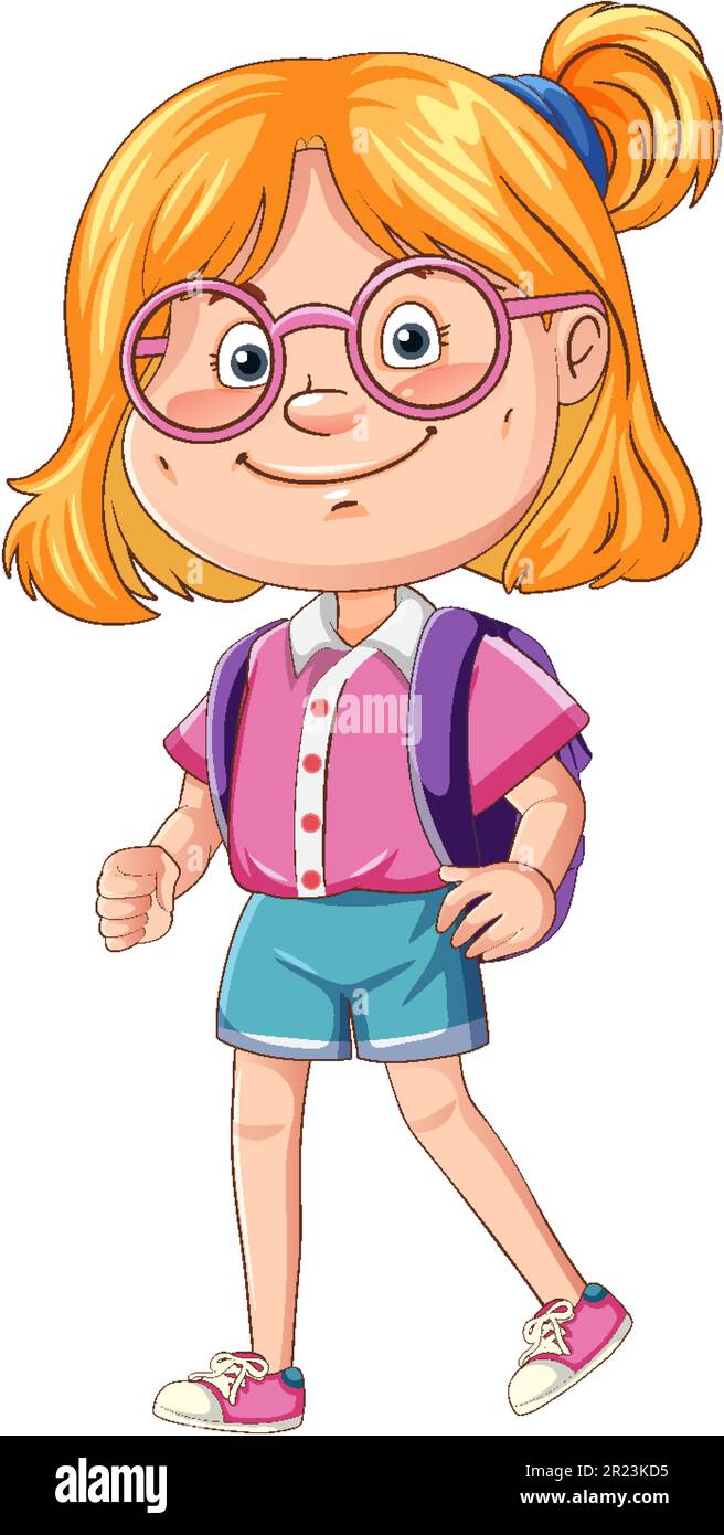 Cute girl cartoon character wearing glasses illustration Stock Vector ... Cute girl cartoon character wearing glasses illustration Stock Vector ...