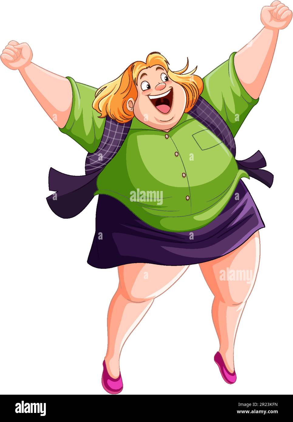 Happy Overweight Woman Cartoon Character Illustration Stock Vector