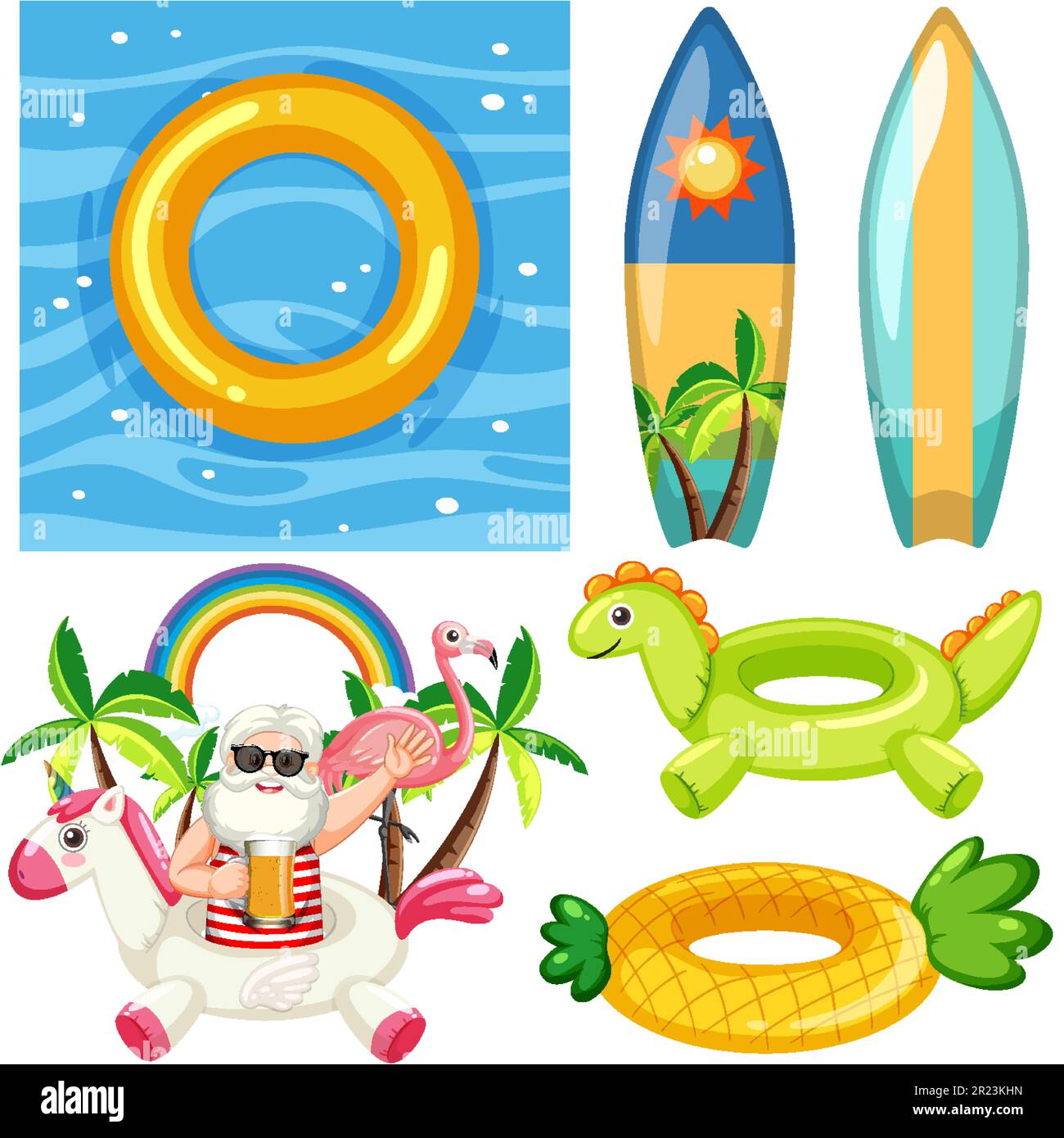 Inflatable Ring In Summer Theme Collection illustration Stock Vector ...