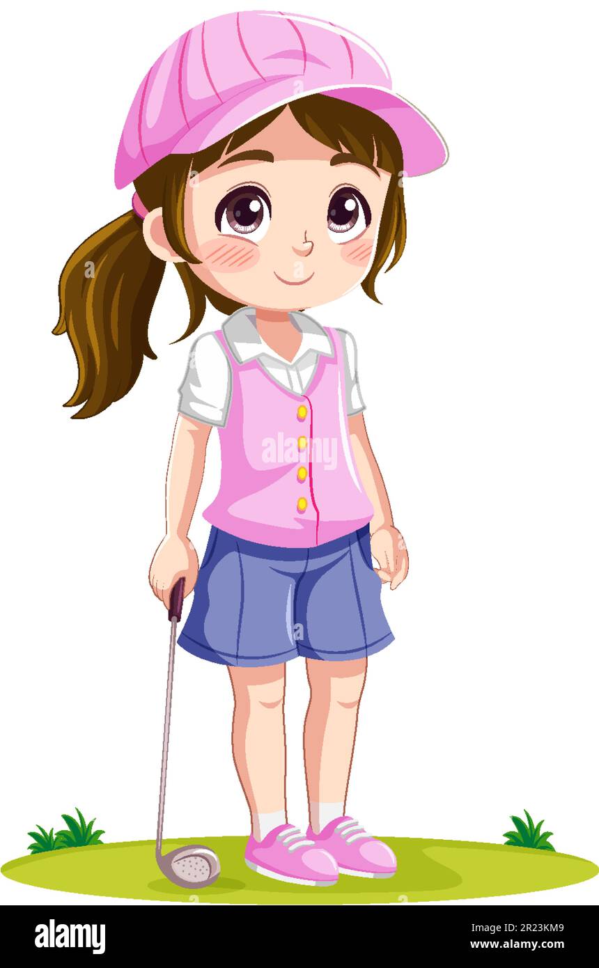 Little Cute Girl in Golf Outfit illustration Stock Vector Image & Art ...