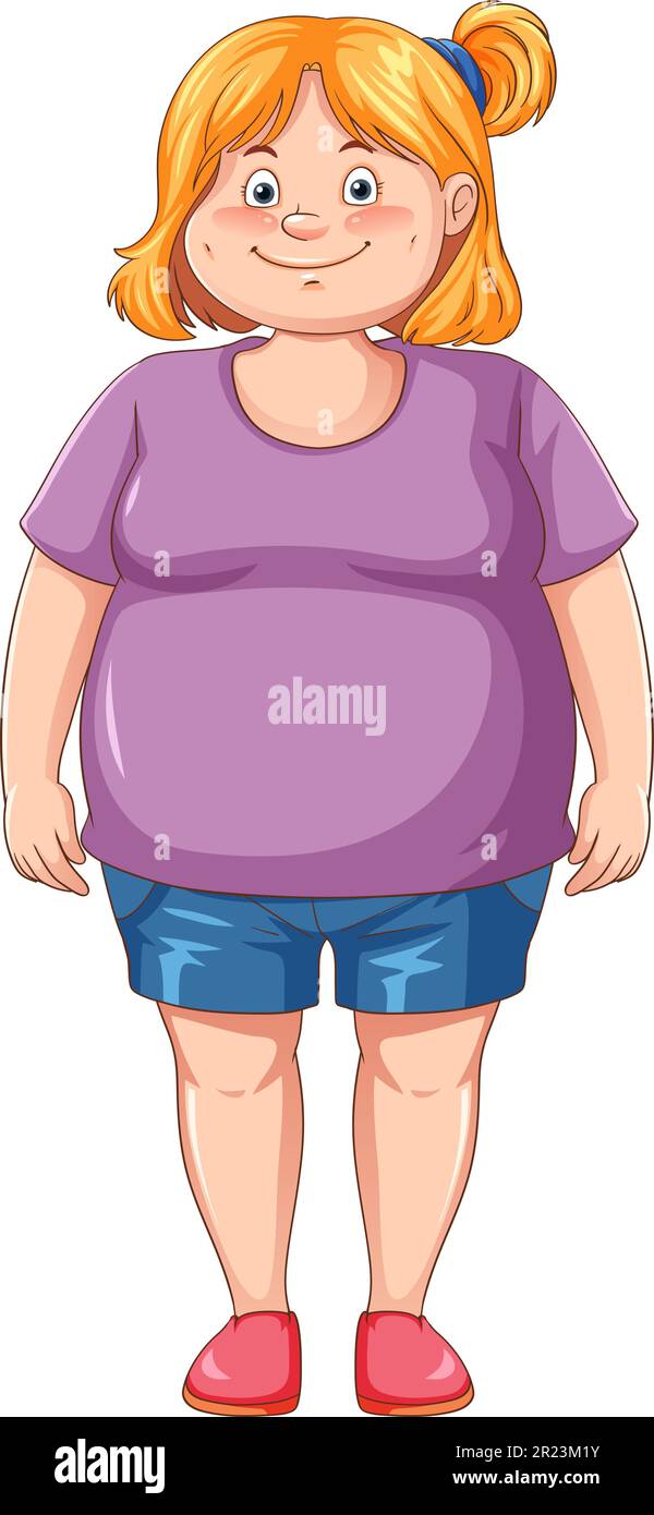 Overweight Girl Cartoon Character Illustration Stock Vector Image And Art