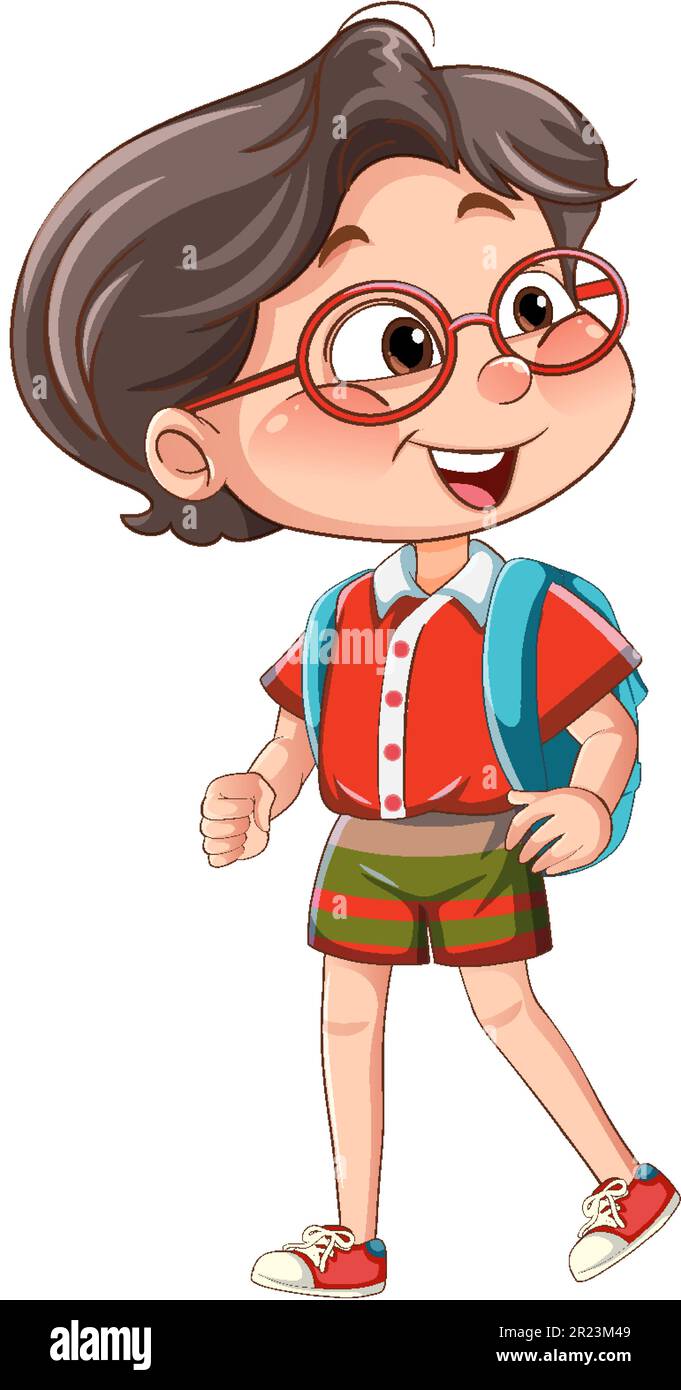 Cute boy cartoon character wearing glasses illustration Stock Vector ...
