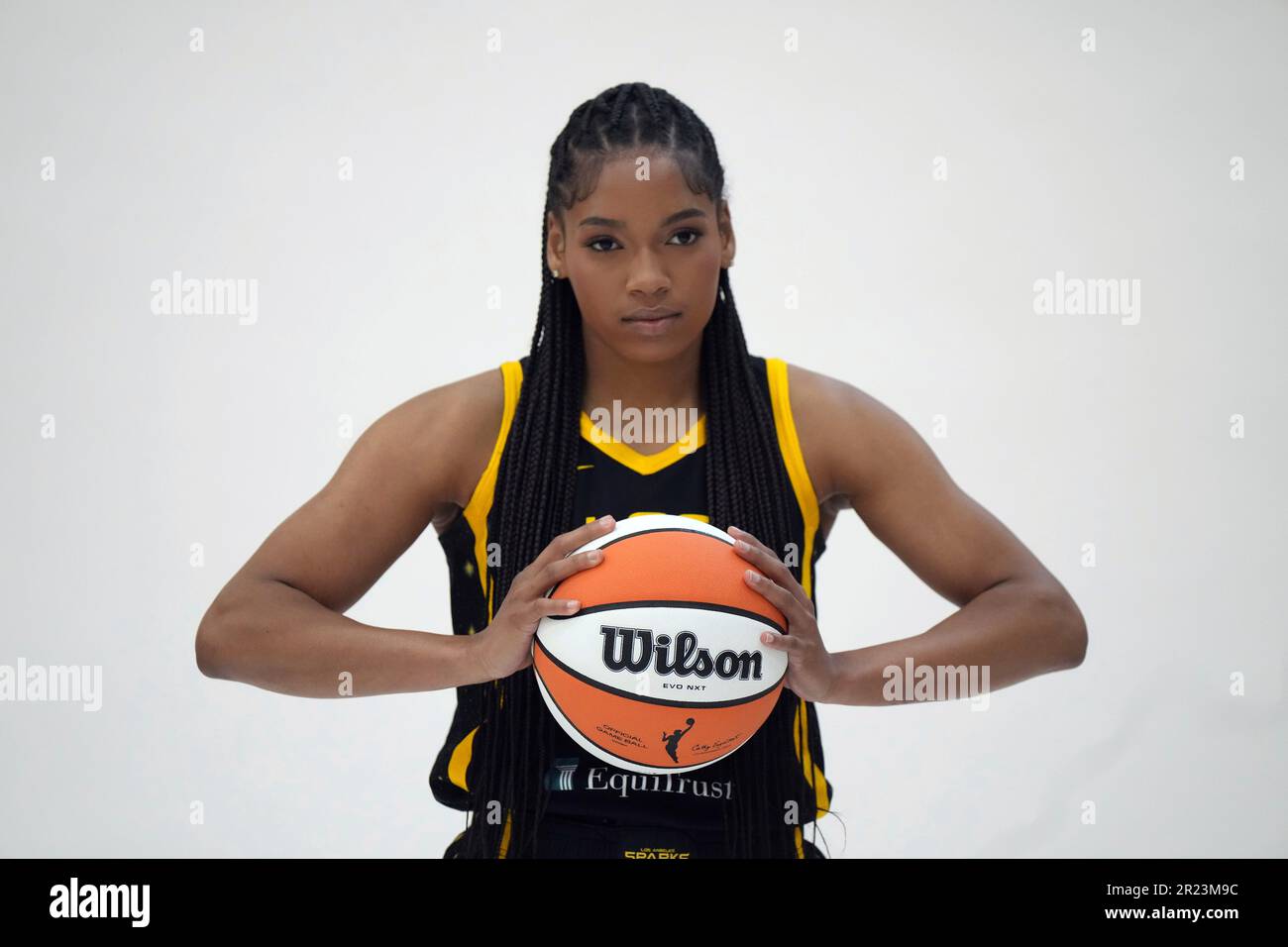 LA Sparks guard Zia Cooke (1) poses during media day, Thursday May 4 ...