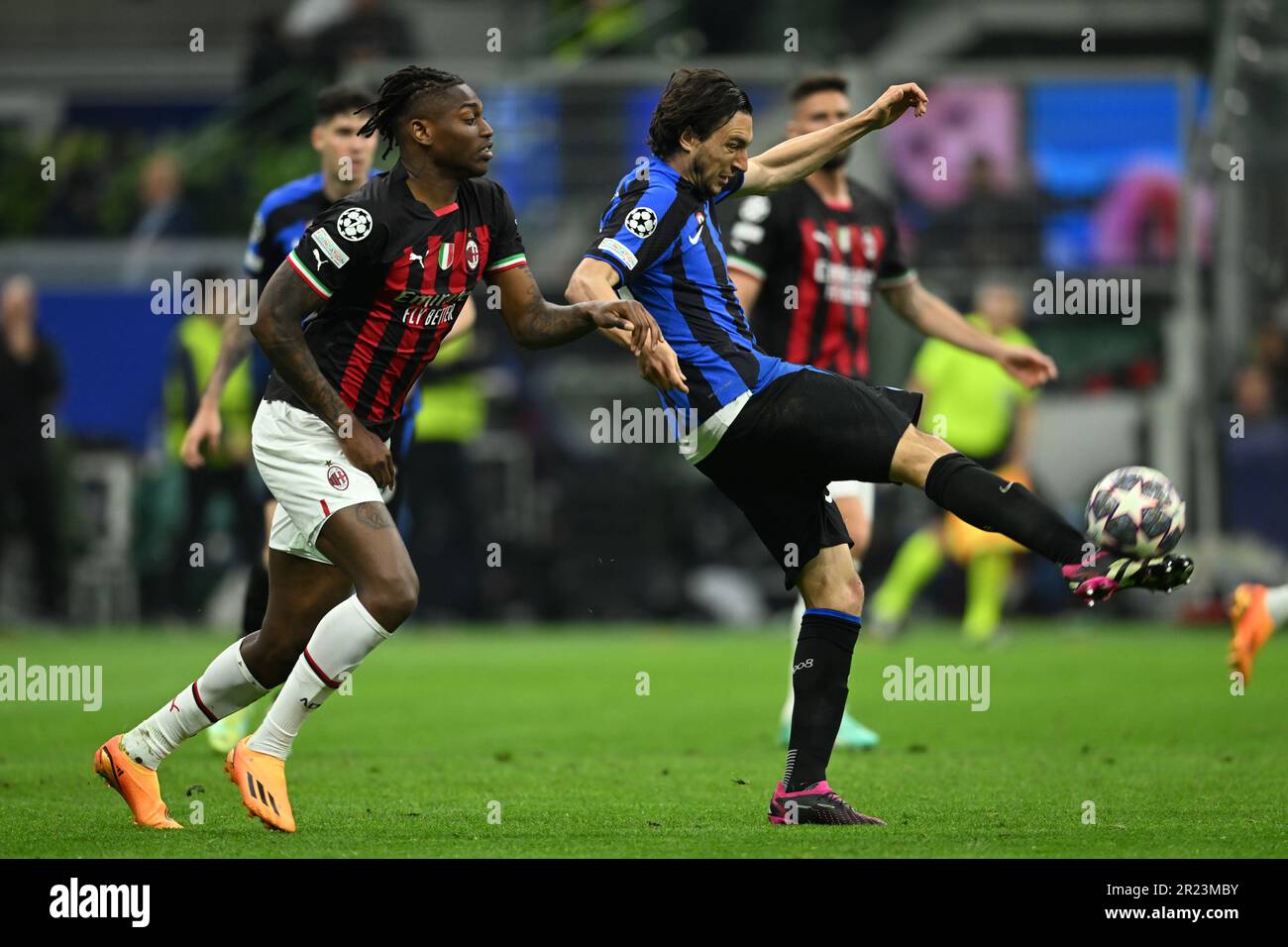 Matteo Darmian (Inter)Rafael Leao (Milan) during the UEFA Champions ...