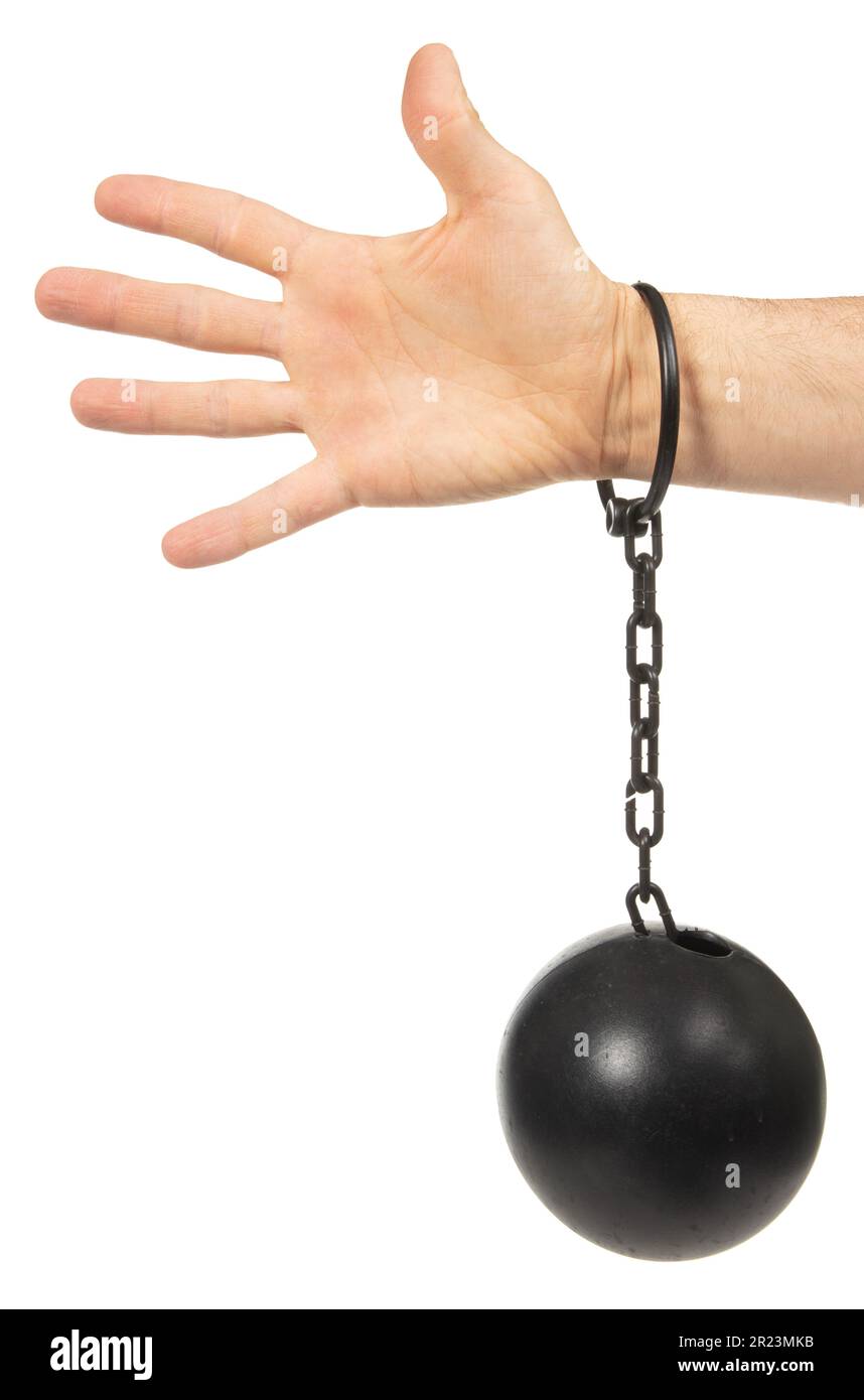 Heavy looking ball with cuff chain for prisoners, isolated Stock Photo ...