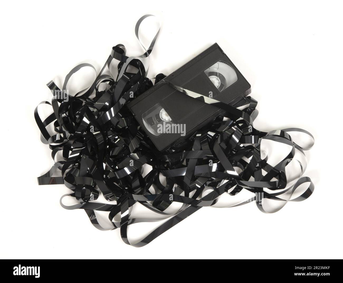 Broken video tape isolated on a white background Stock Photo - Alamy