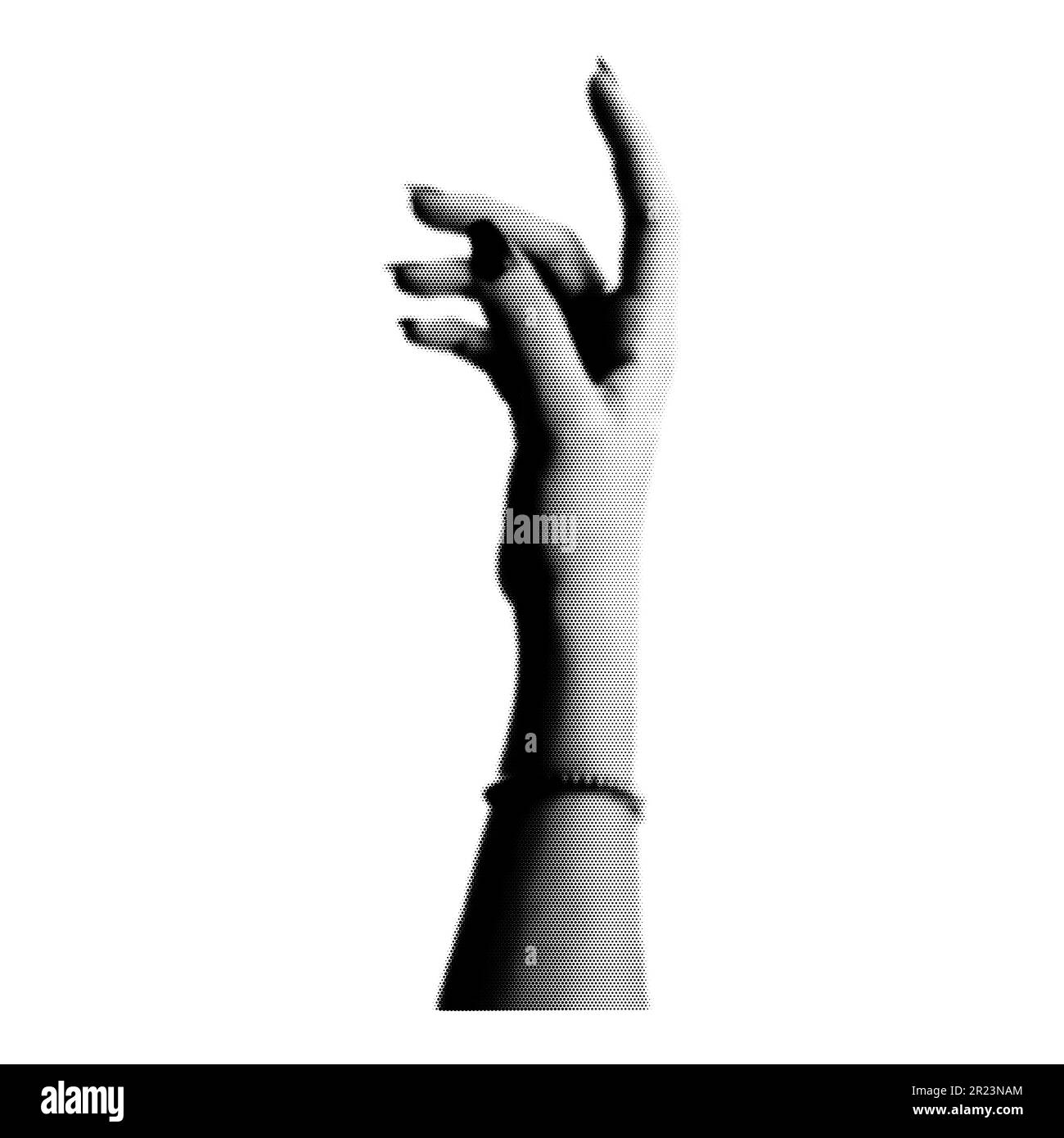 Halftone human hand. Collage design element in trendy magazine style ...