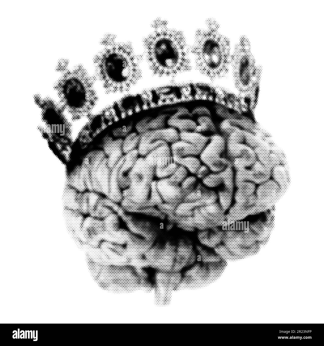 Human brain collage. Design element in trendy dotted pop art style ...