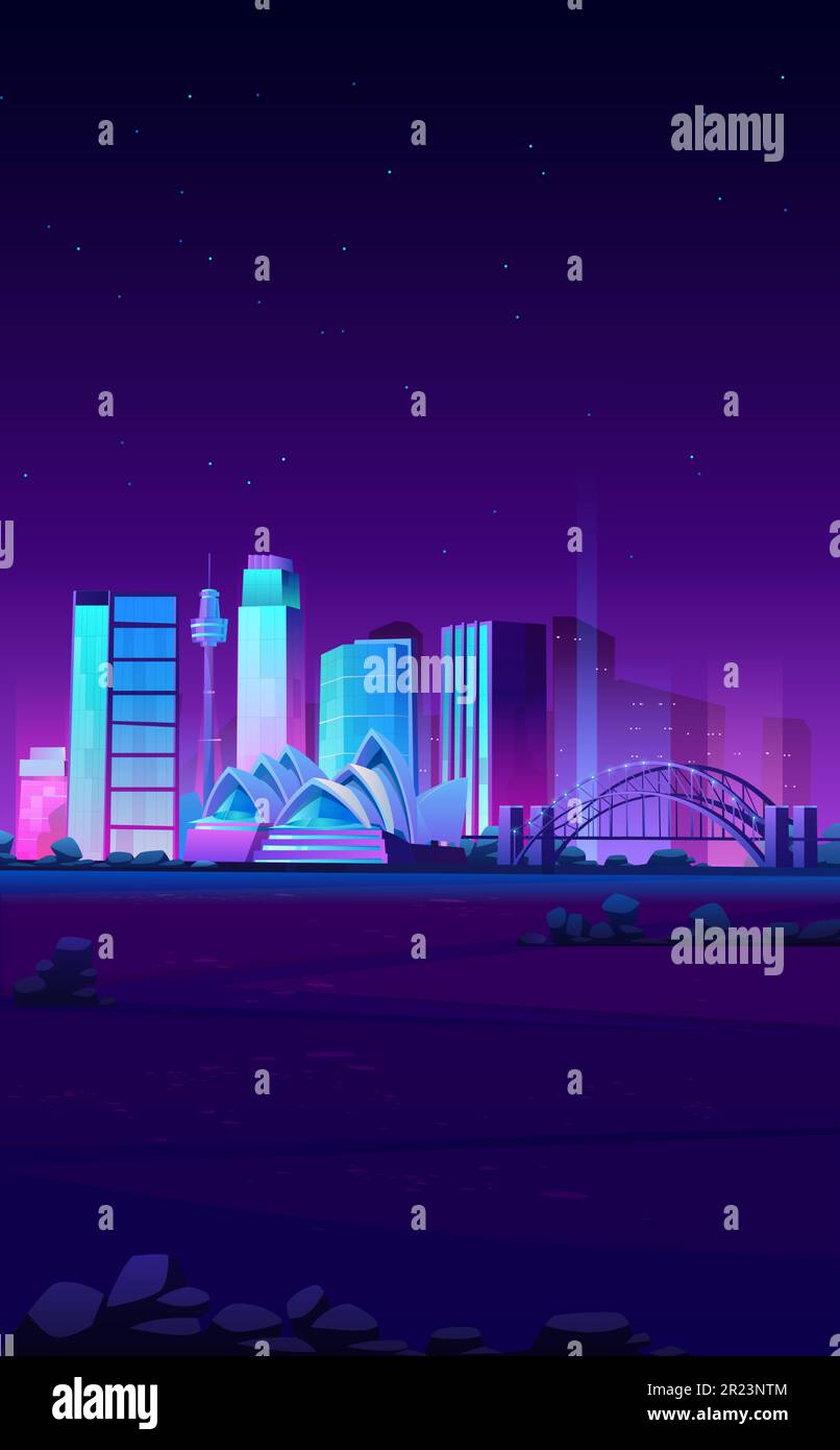 FEBRUARY 15, 2020. Vector cartoon illustration of Sydney landmarks ...