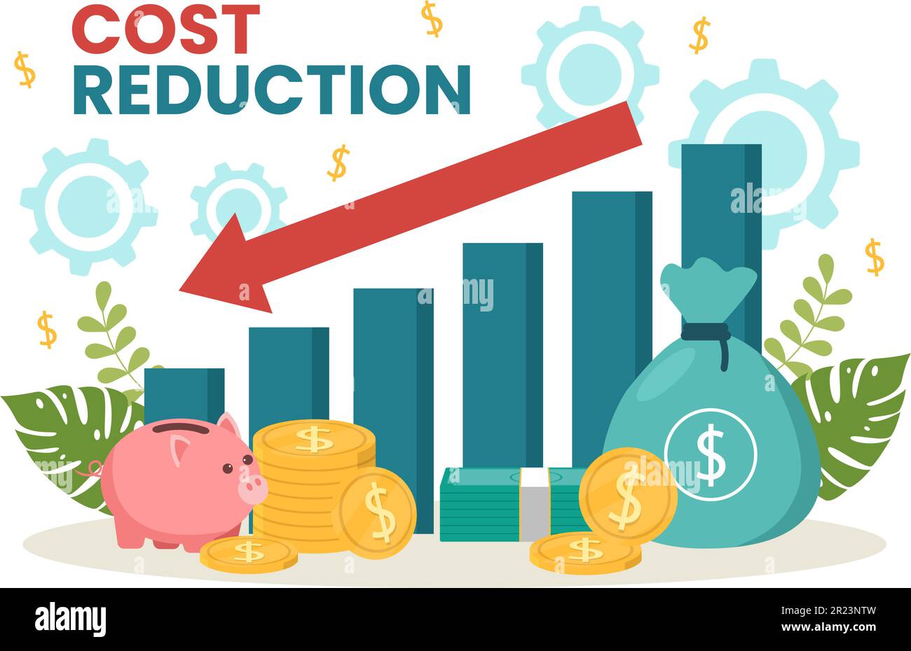 Cost Reduction Vector Illustration with Decrease, Price Minimising or ...