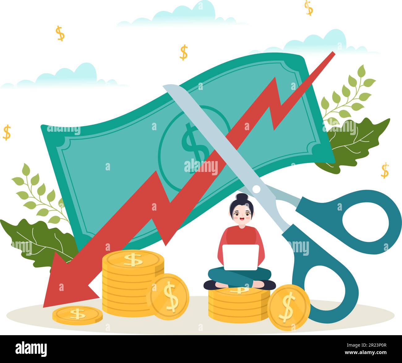 Cost Reduction Vector Illustration with Decrease, Price Minimising or ...