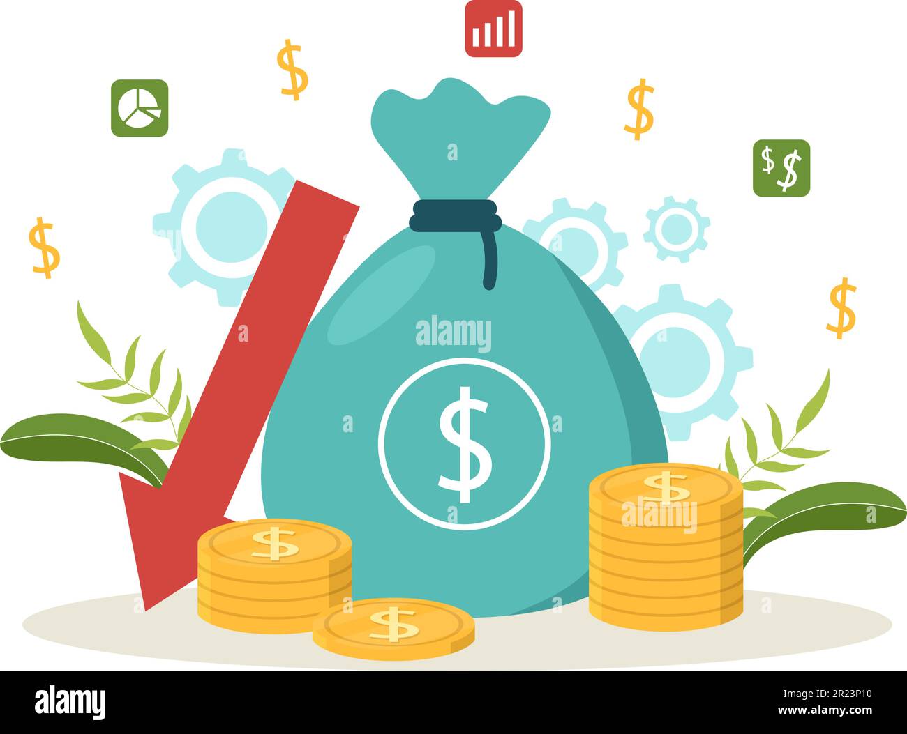 Cost Reduction Vector Illustration with Decrease, Price Minimising or ...