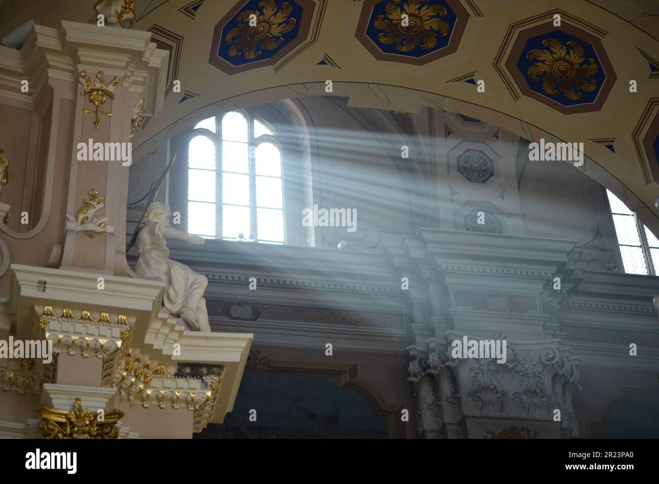 Sun rays in a church building Stock Photo - Alamy