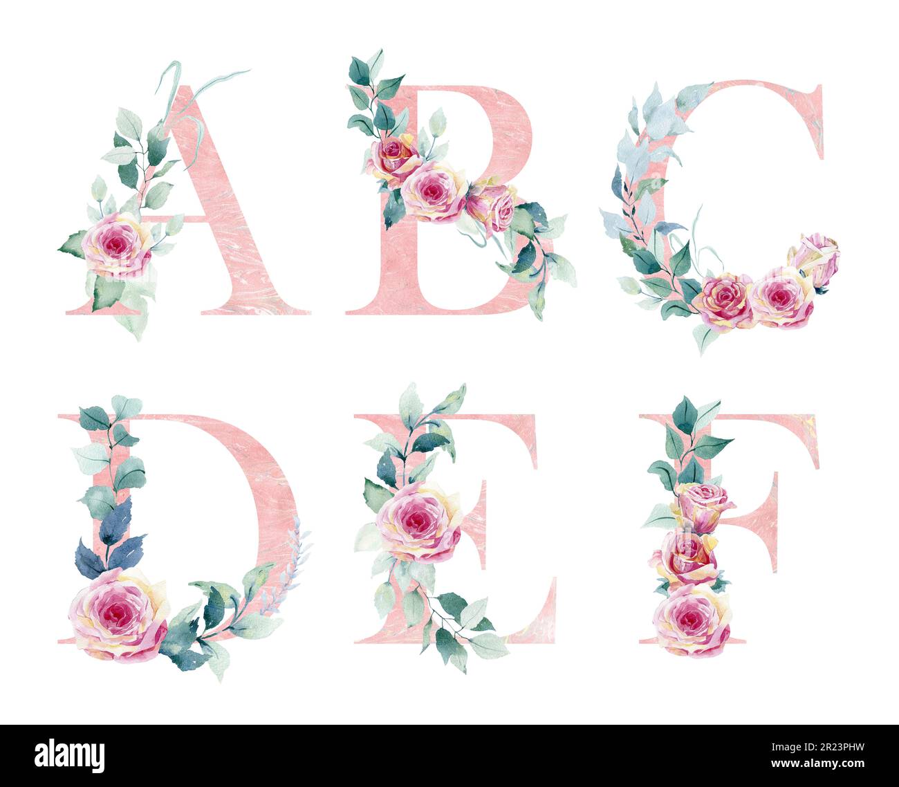 Watercolor floral alphabet Stock Photo - Alamy