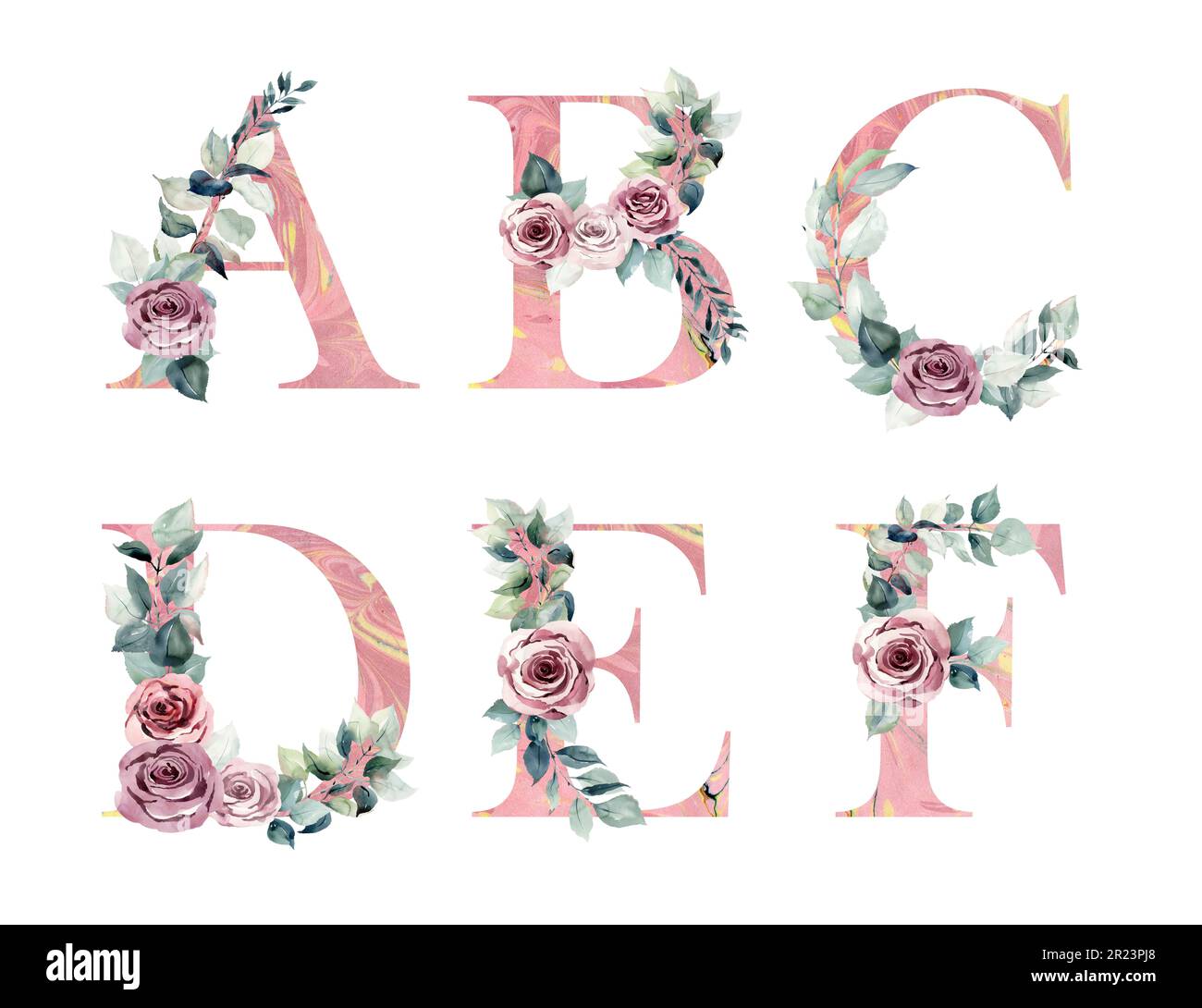 Watercolor floral alphabet Stock Photo - Alamy