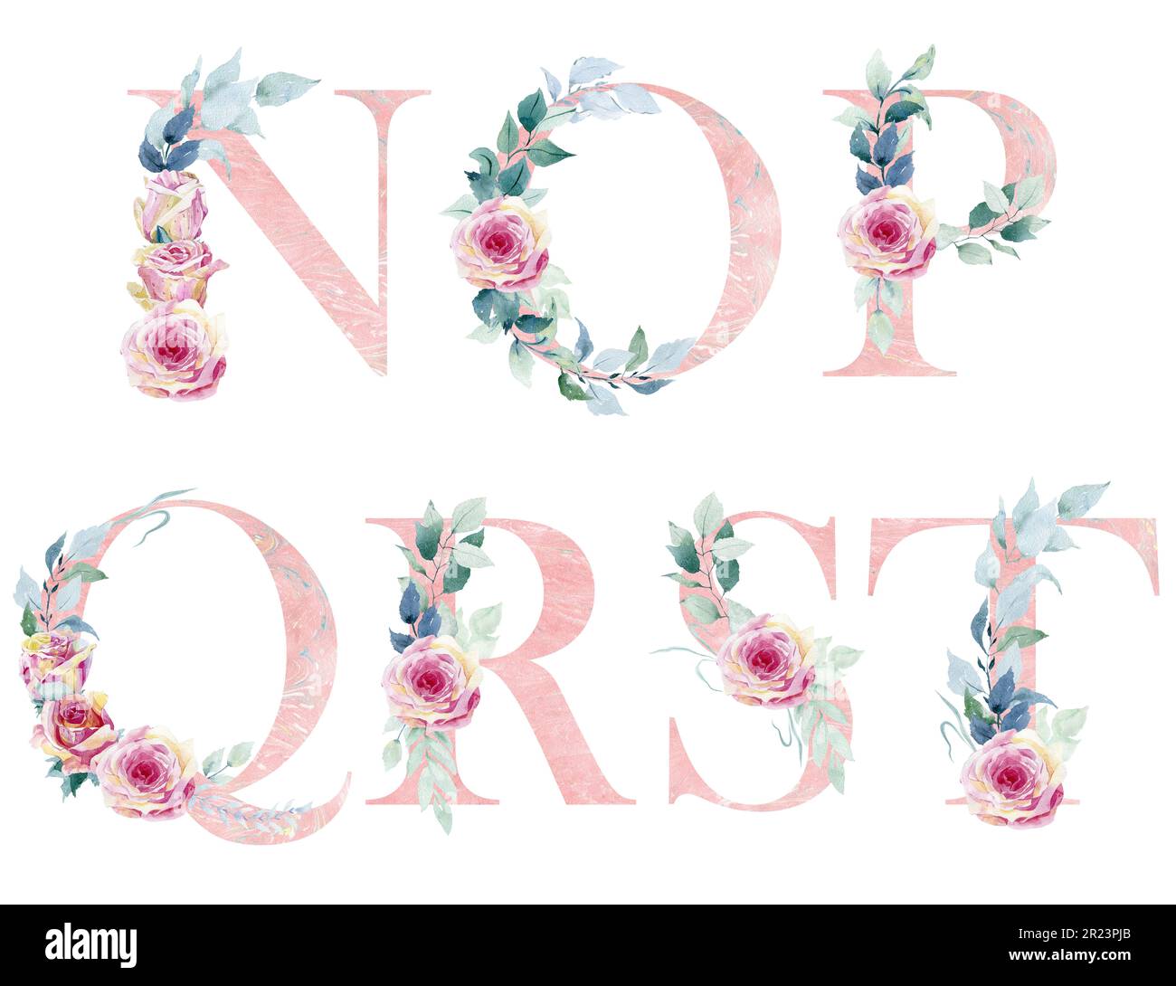 Watercolor floral alphabet Stock Photo - Alamy
