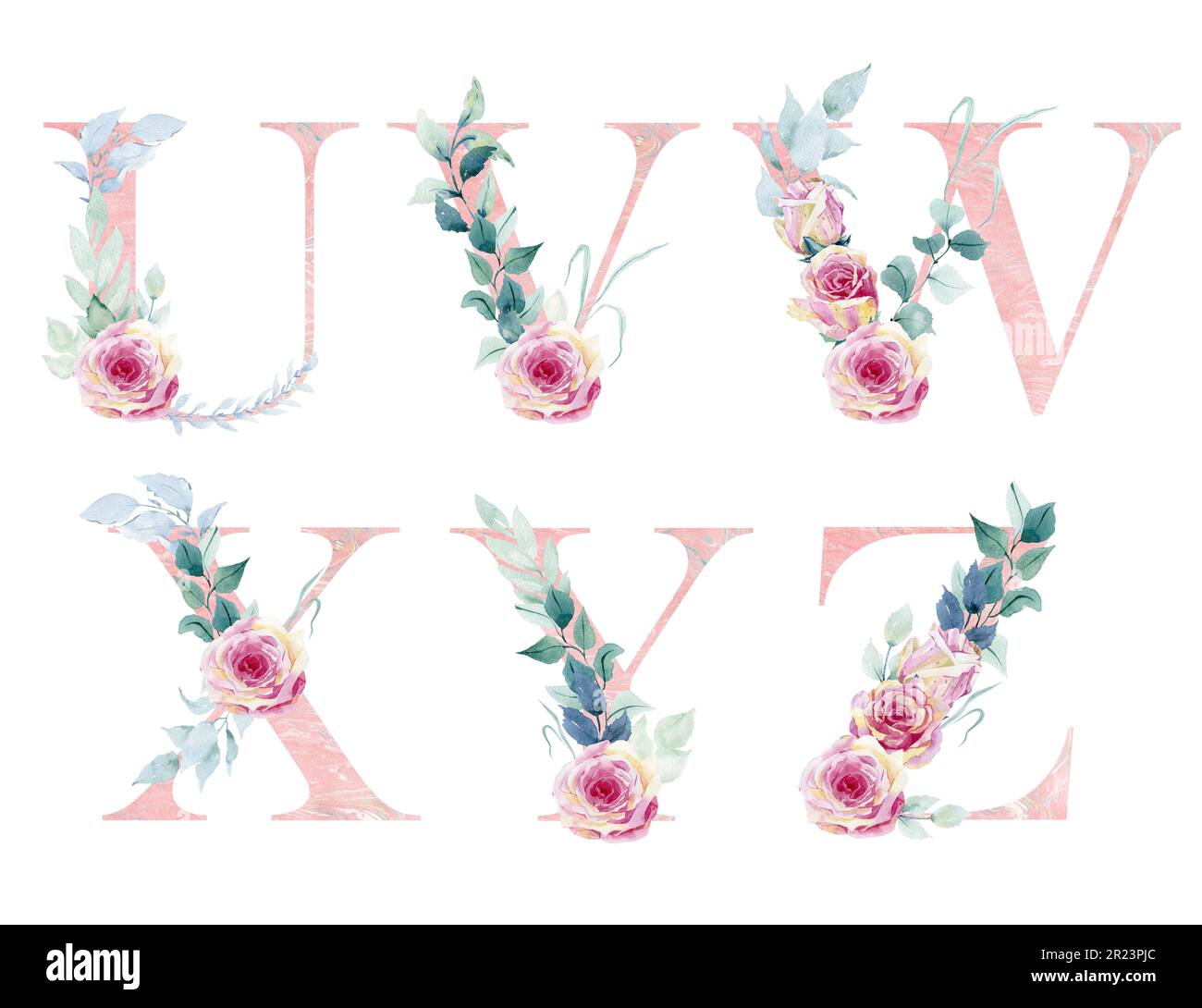 Watercolor floral alphabet Stock Photo - Alamy