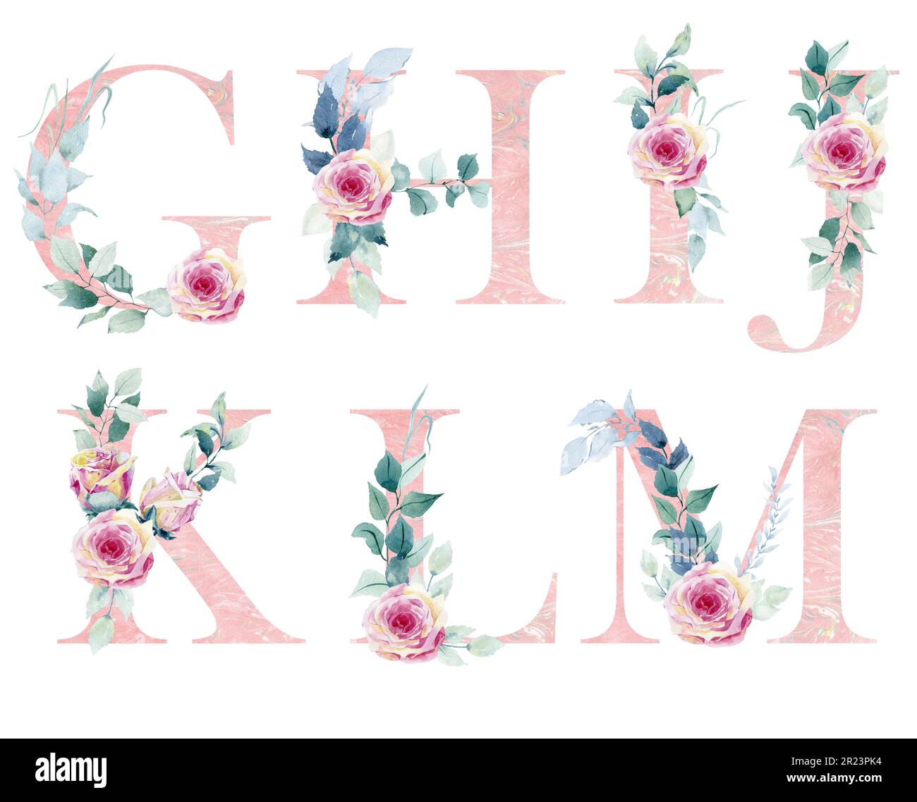 Watercolor floral alphabet Stock Photo - Alamy
