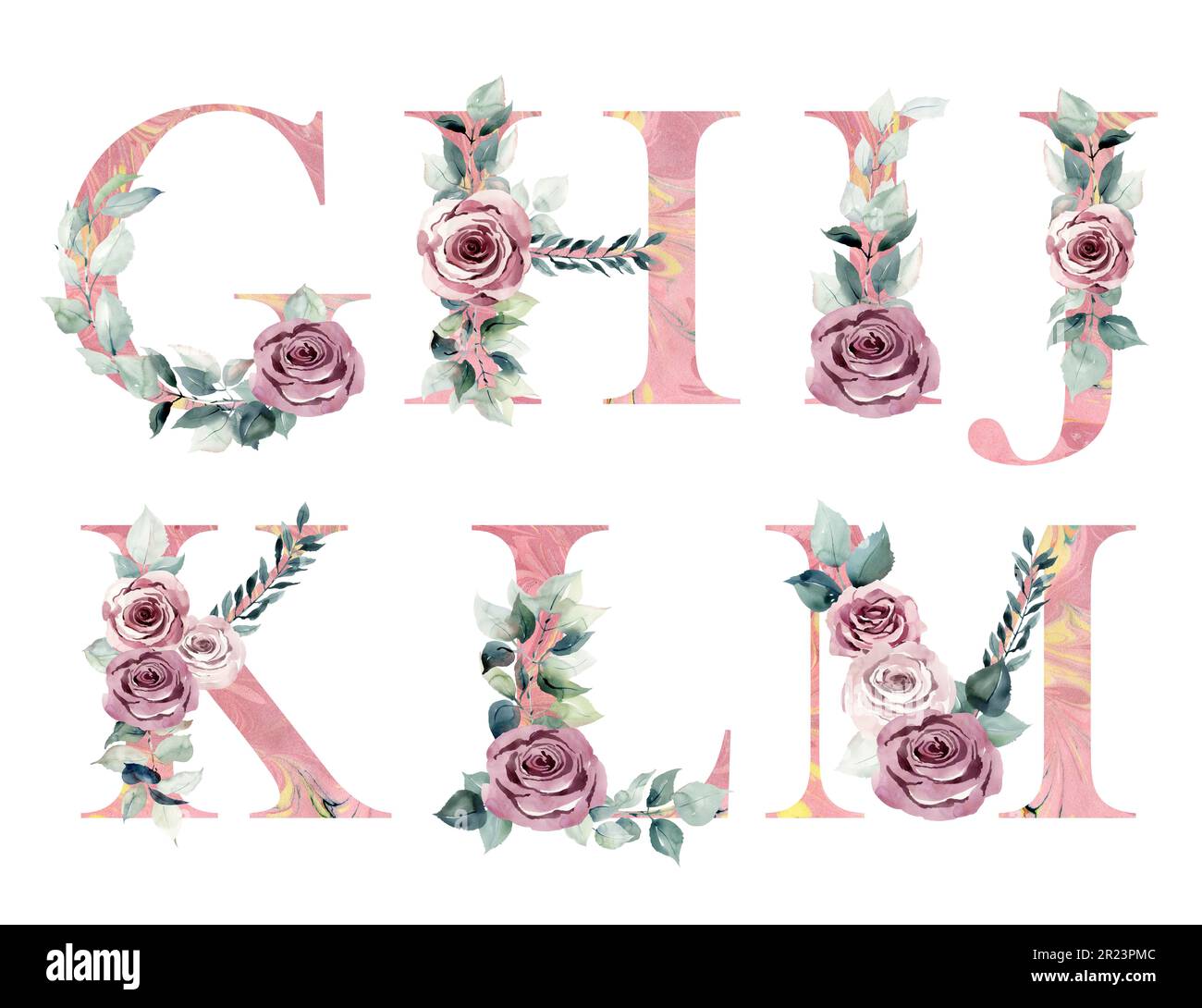 Watercolor floral alphabet Stock Photo - Alamy
