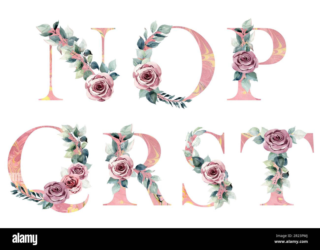 Watercolor floral alphabet Stock Photo - Alamy