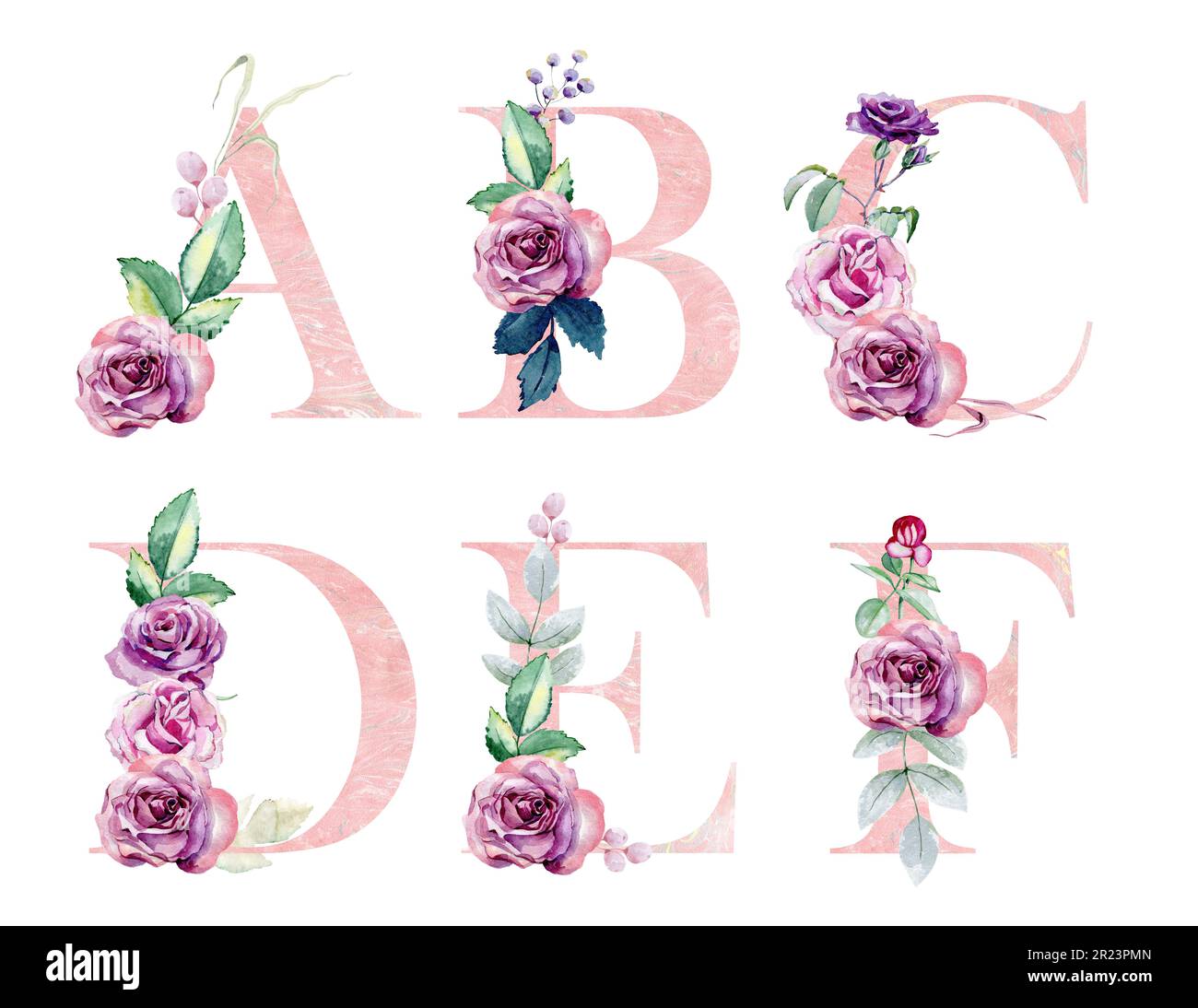 Watercolor floral alphabet Stock Photo - Alamy