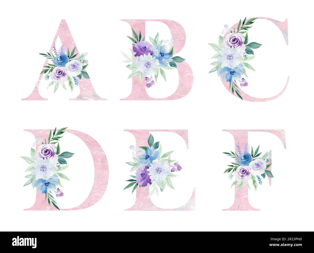 Watercolor floral alphabet Stock Photo - Alamy