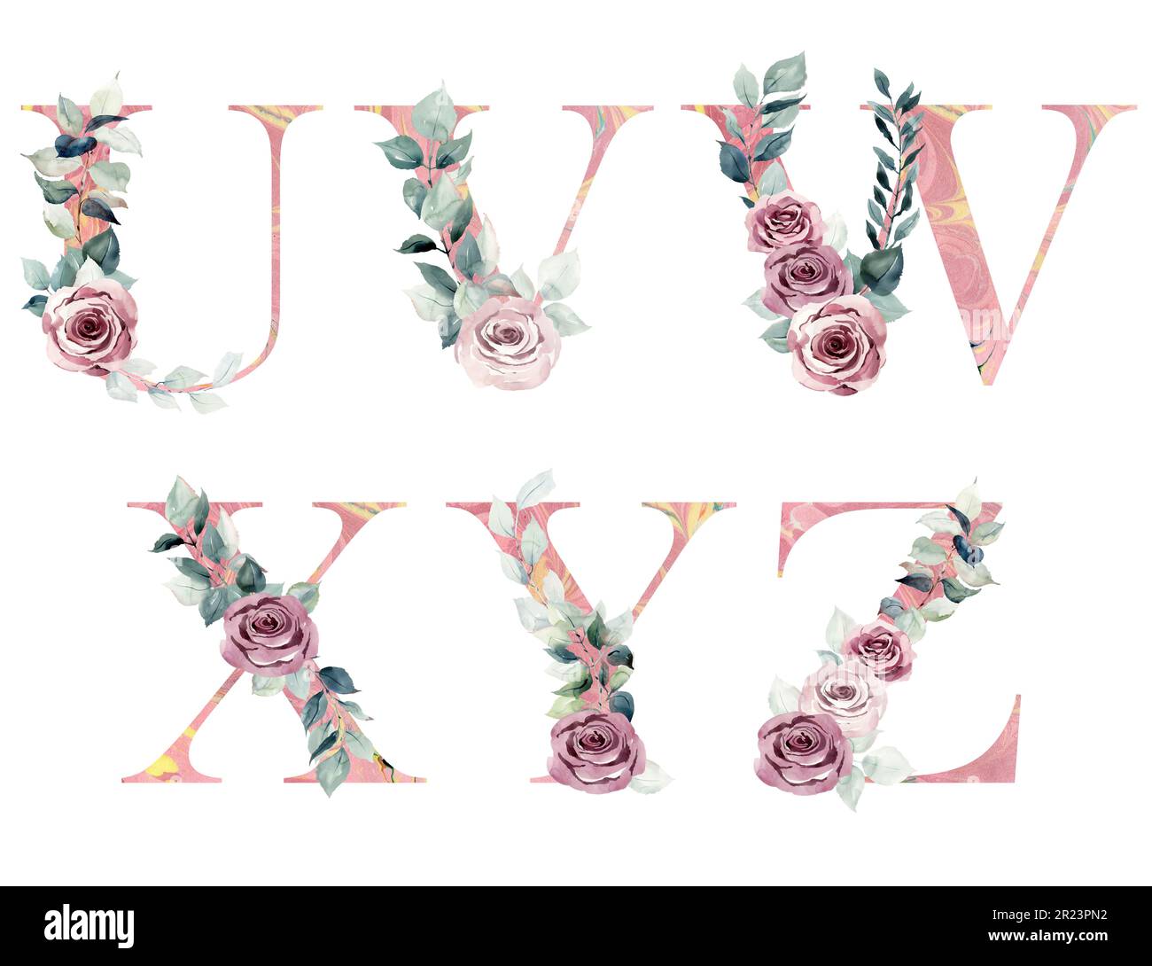 Watercolor floral alphabet Stock Photo - Alamy