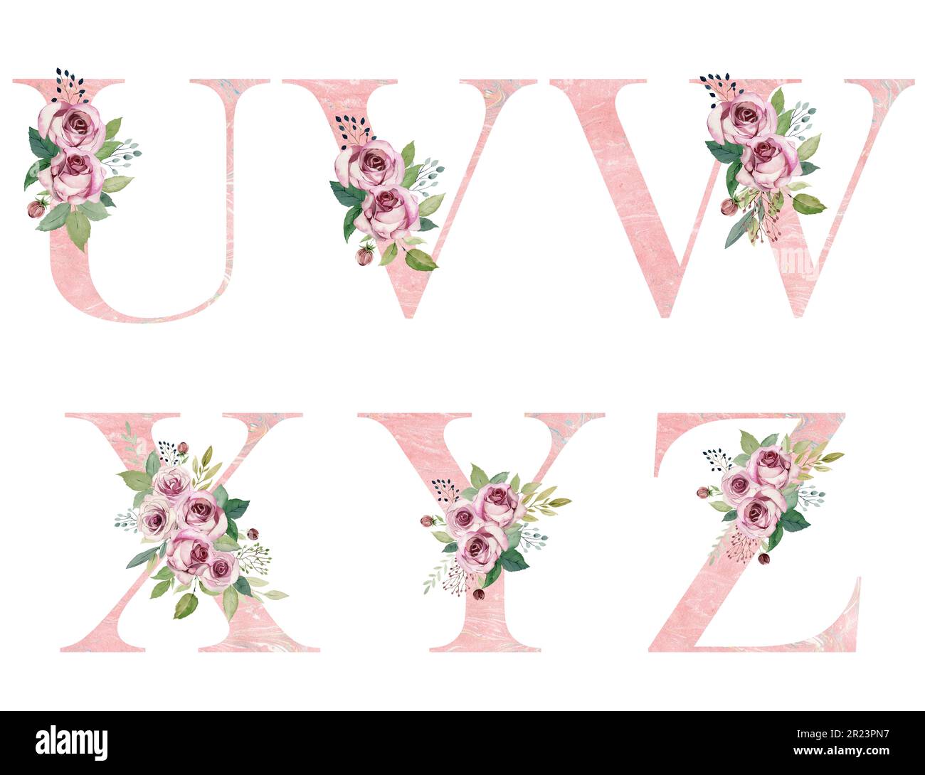 Watercolor floral alphabet Stock Photo - Alamy