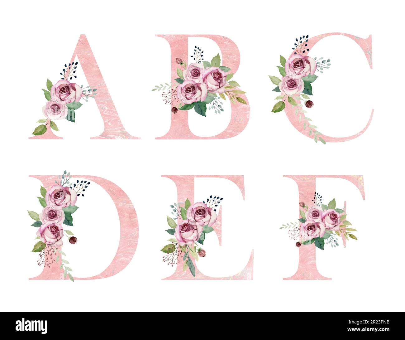 Watercolor floral alphabet Stock Photo - Alamy