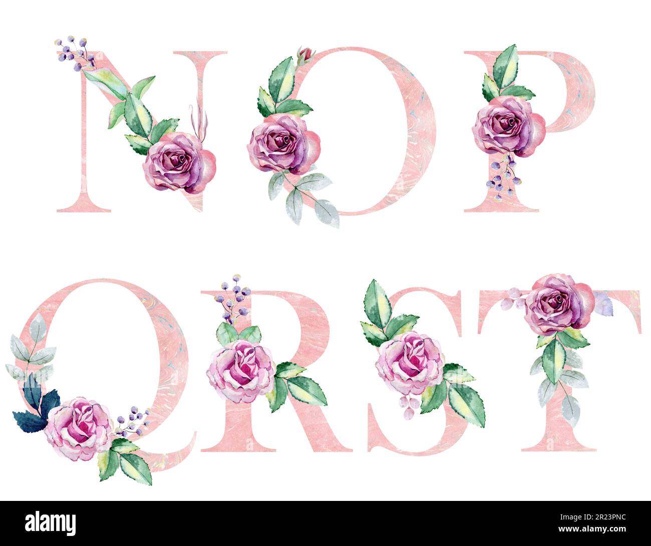 Watercolor floral alphabet Stock Photo - Alamy