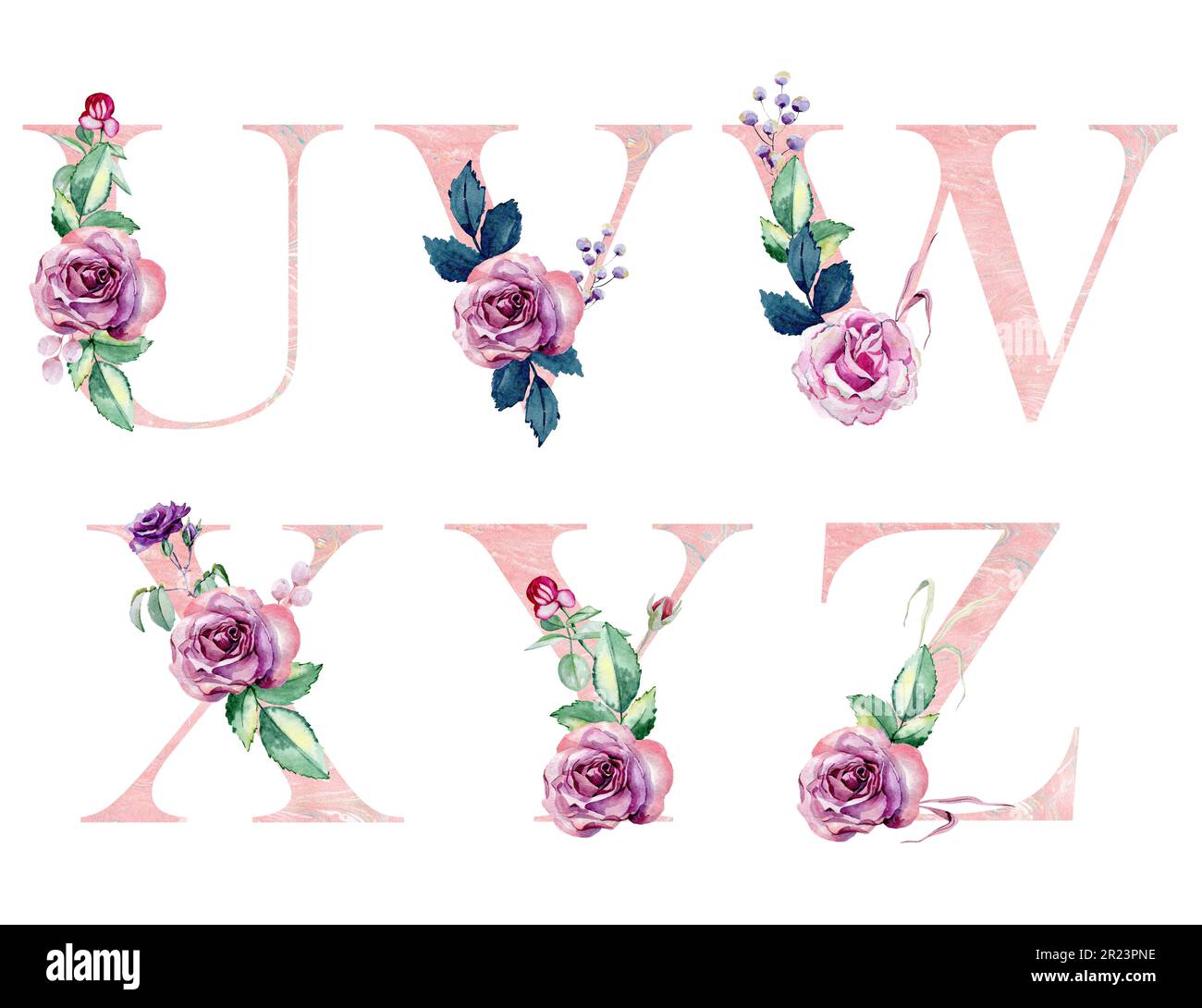 Watercolor floral alphabet Stock Photo - Alamy
