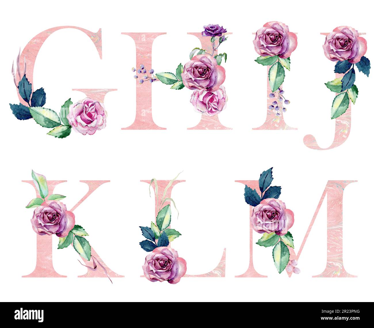 Watercolor floral alphabet Stock Photo - Alamy