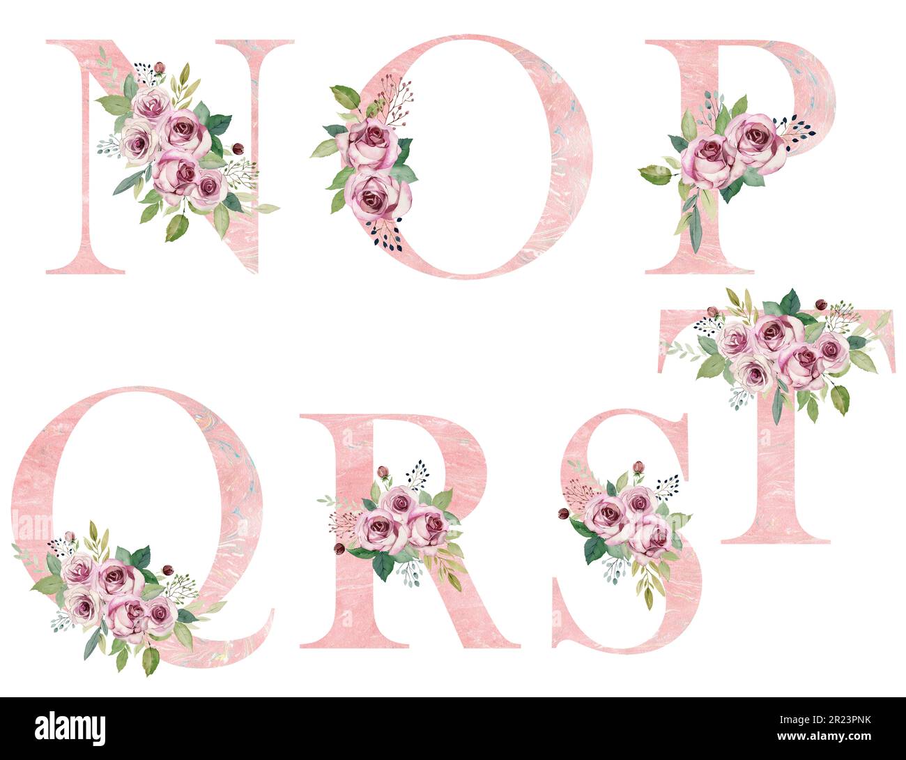 Watercolor floral alphabet Stock Photo - Alamy