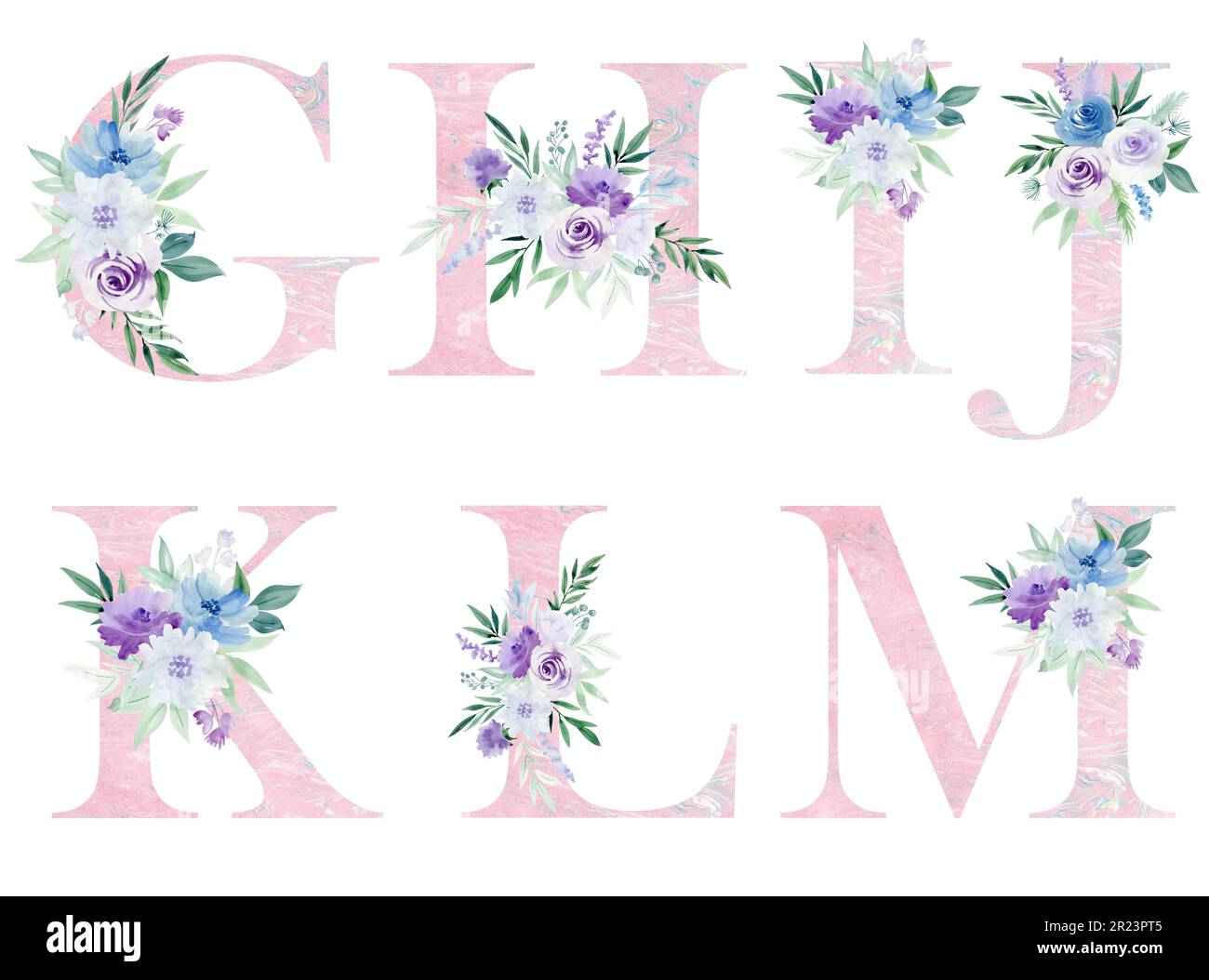 Watercolor floral alphabet Stock Photo - Alamy