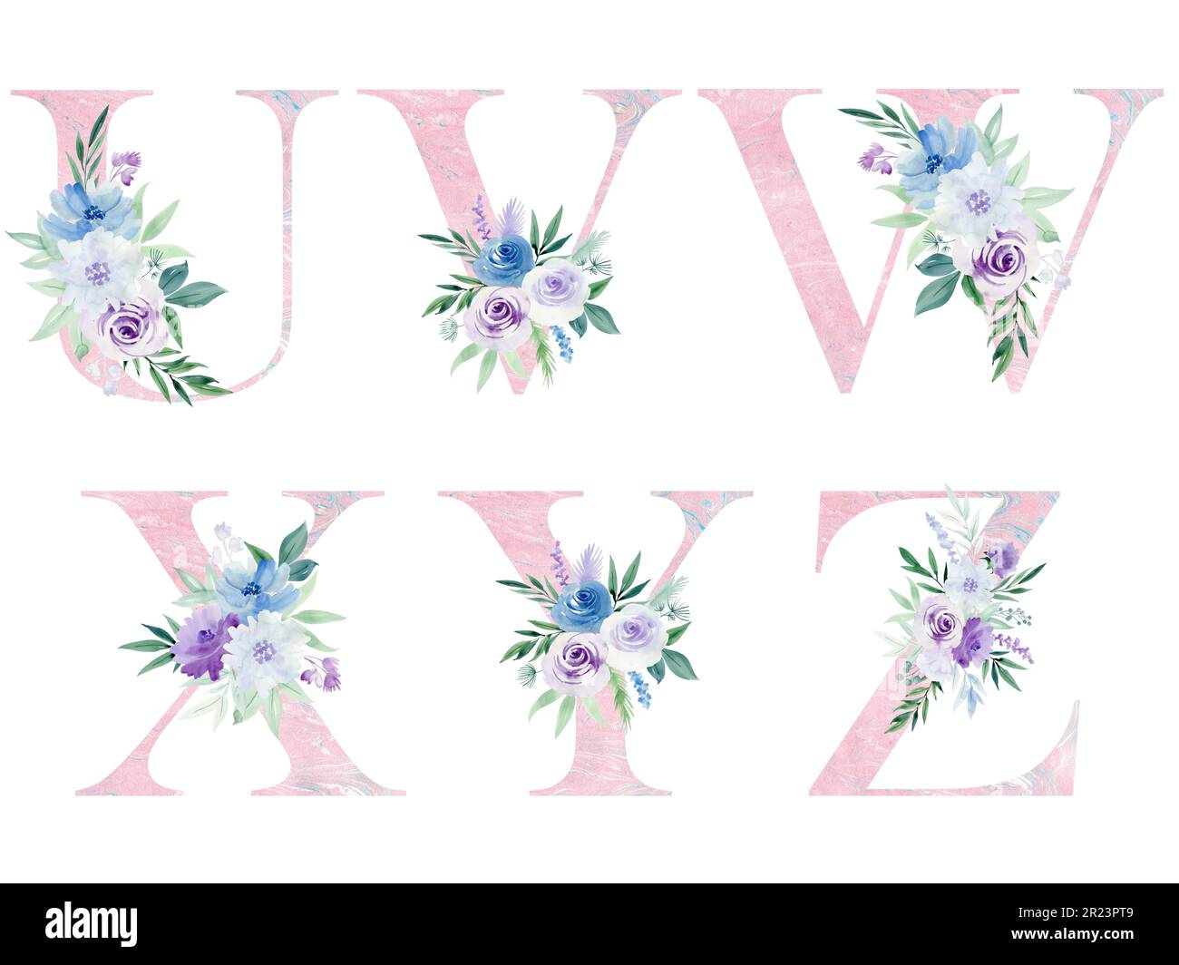 Watercolor floral alphabet Stock Photo - Alamy