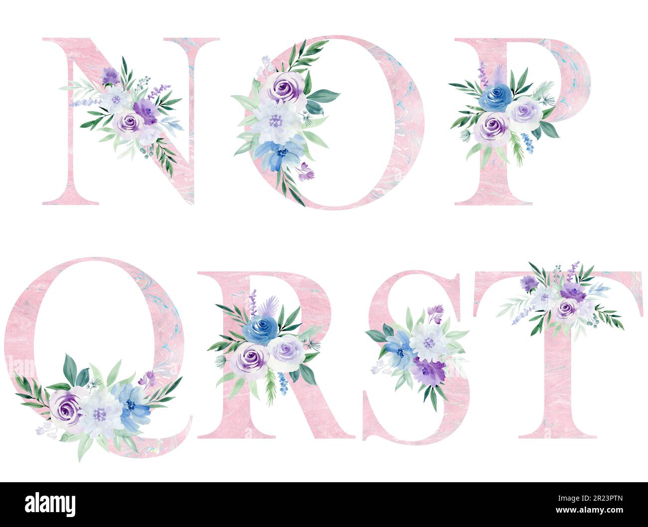 Watercolor floral alphabet Stock Photo - Alamy