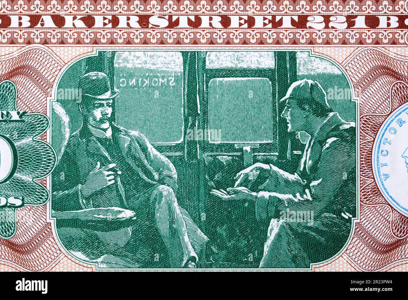 Sherlock Holmes and Dr. Watson on the train from money - pounds Stock ...
