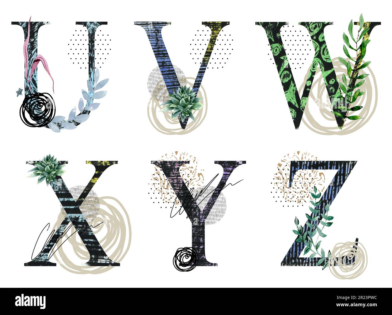 Watercolor shapes leaves hi-res stock photography and images - Alamy