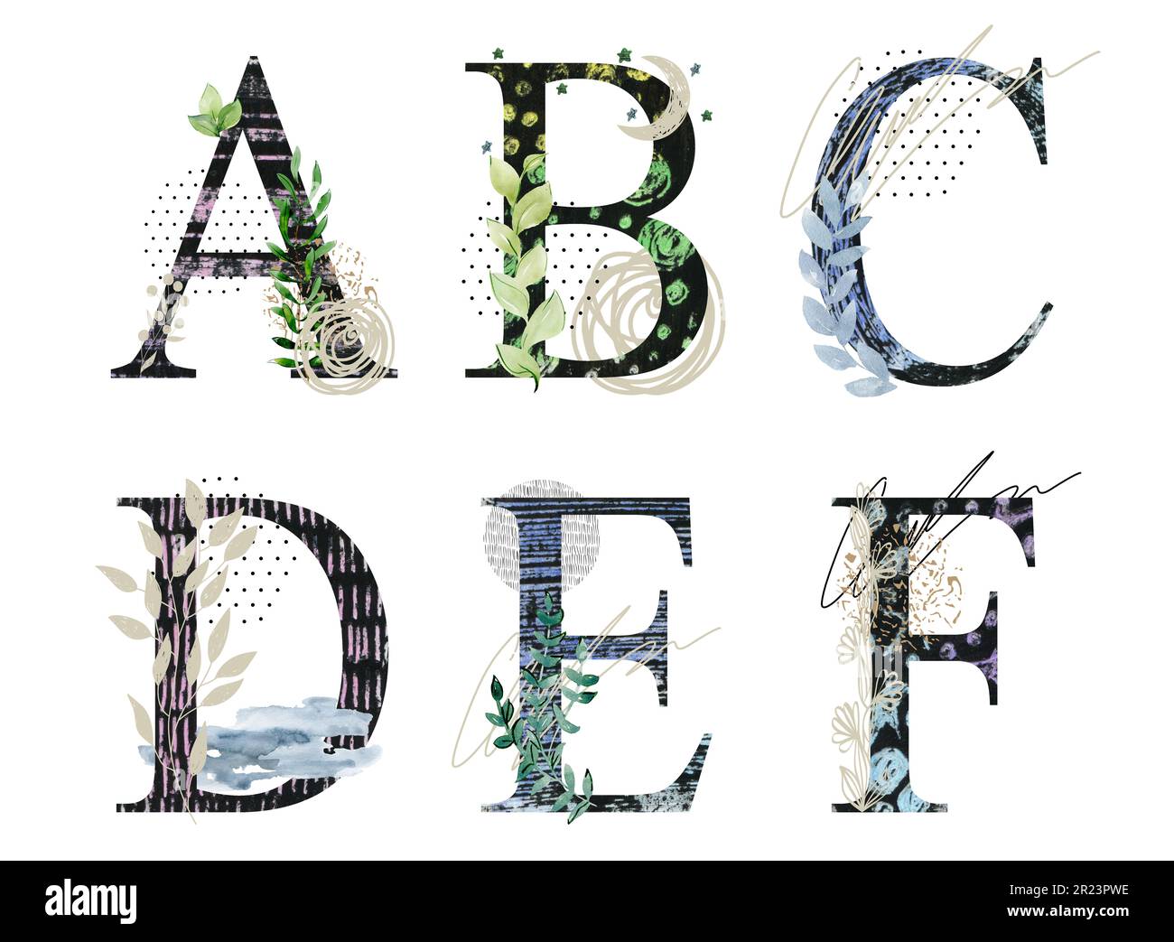 Watercolor abstract alphabet Stock Photo - Alamy