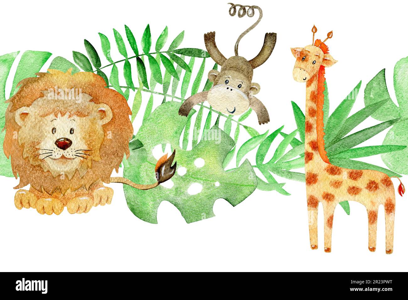 Watercolor safari animals Stock Photo - Alamy