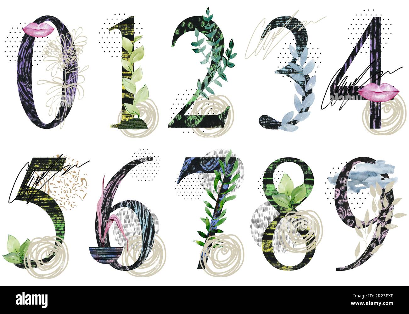 Watercolor shapes leaves hi-res stock photography and images - Alamy