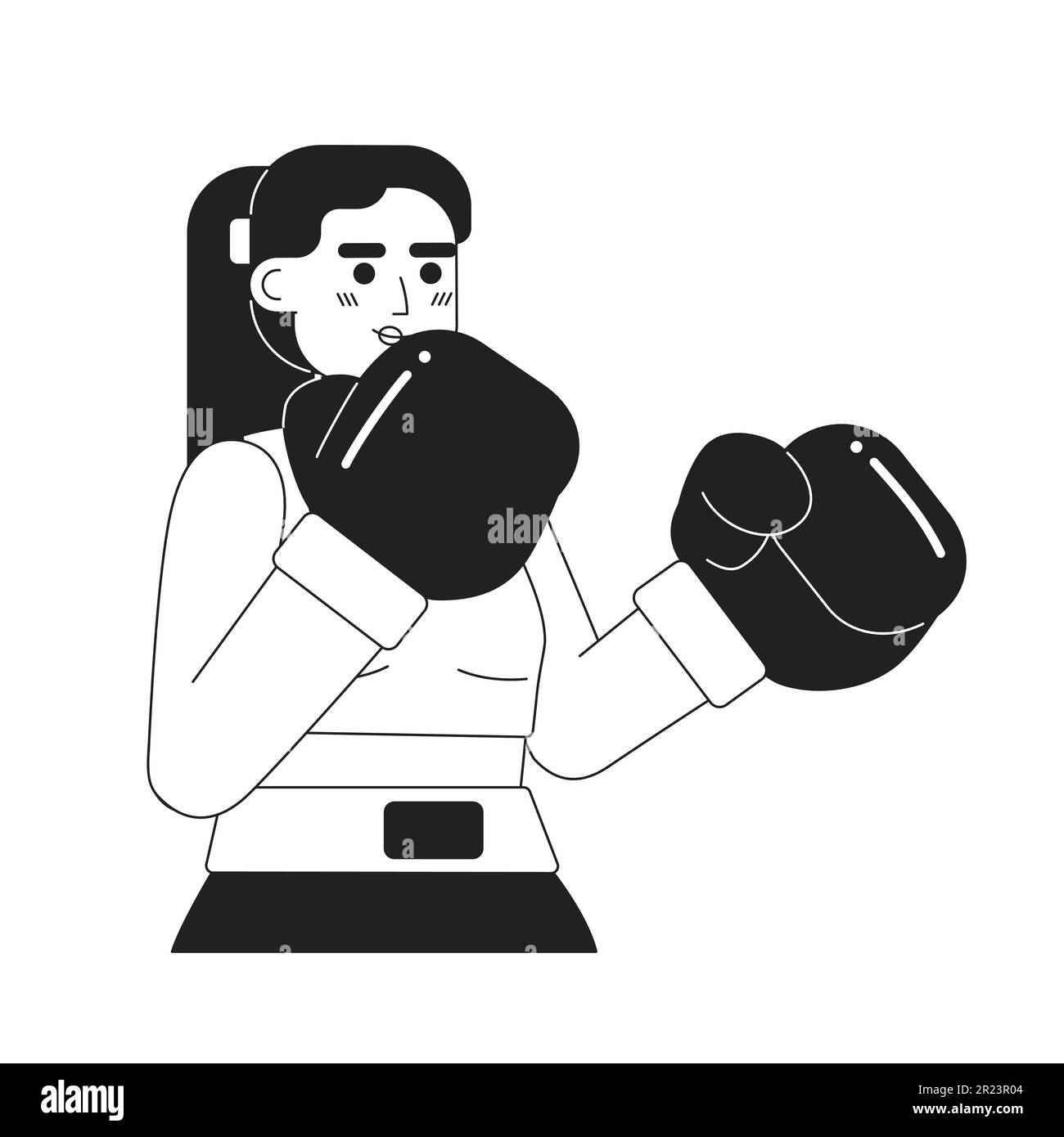 Boxing woman training monochromatic flat vector character Stock Vector ...