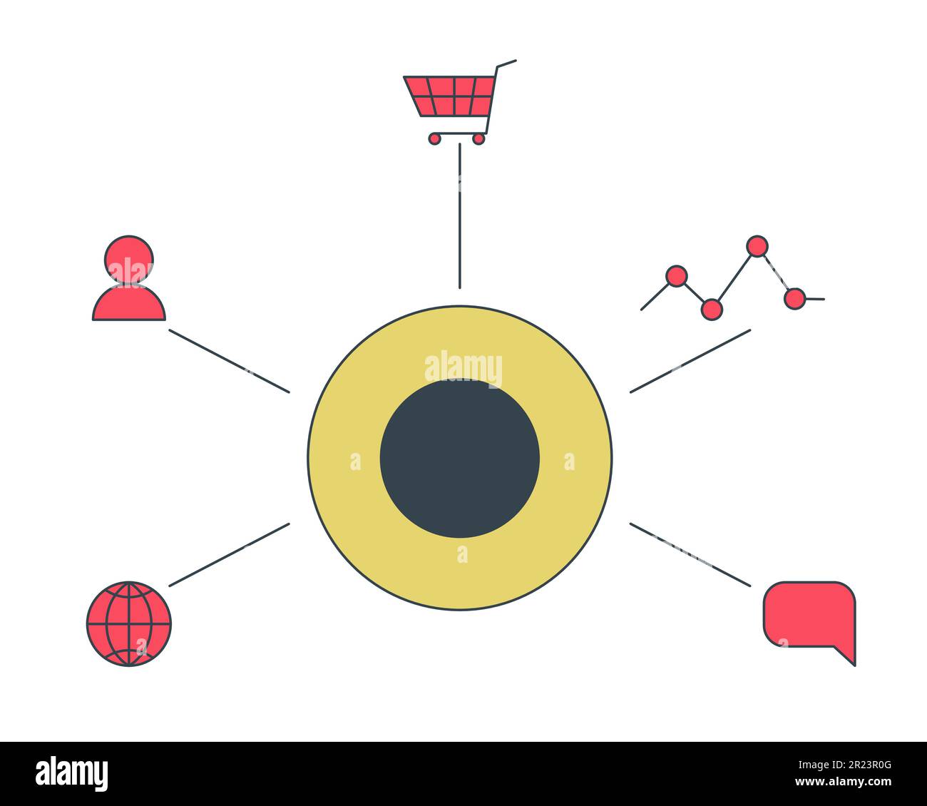 Control panel shortcut for digital marketing app flat line concept ...