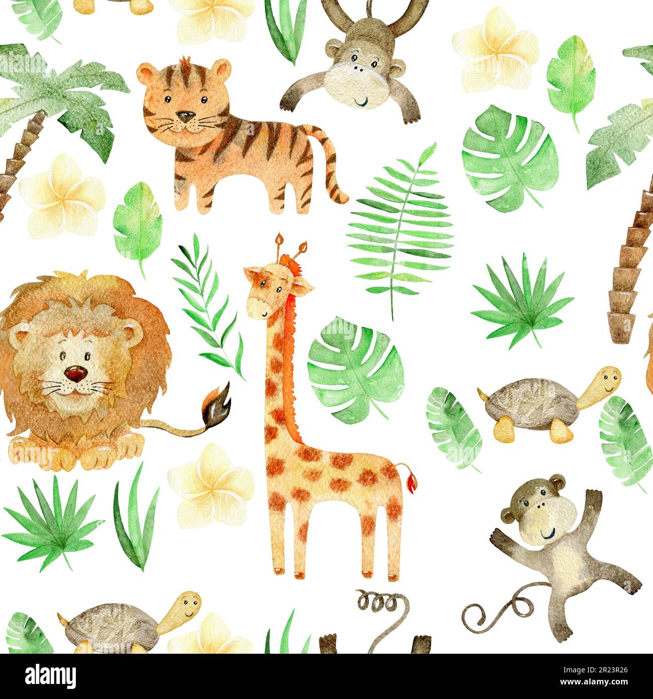 Watercolor safari animals Stock Photo - Alamy